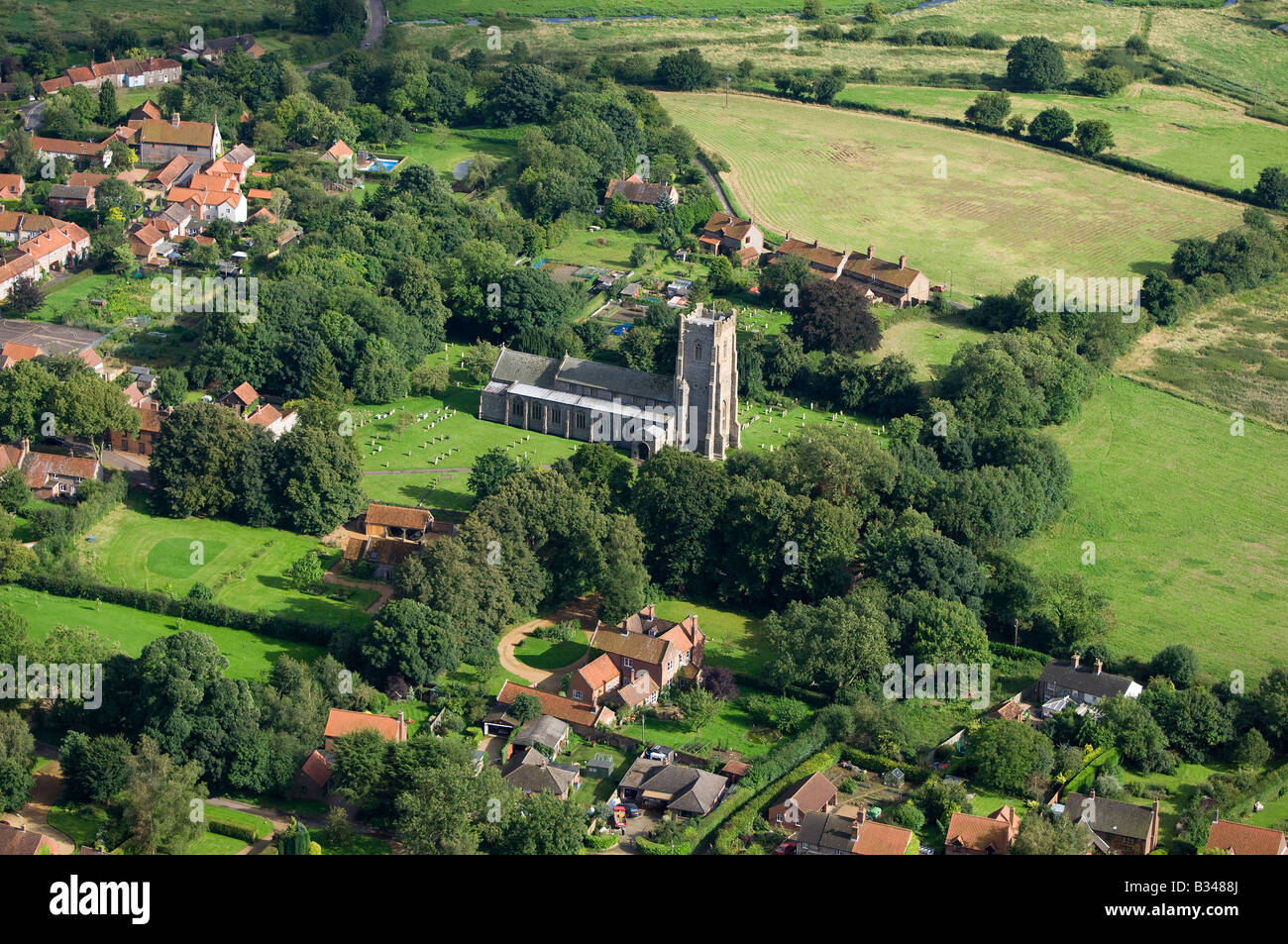 aerial view of castle acre, norfolk, england Stock Photo - Alamy