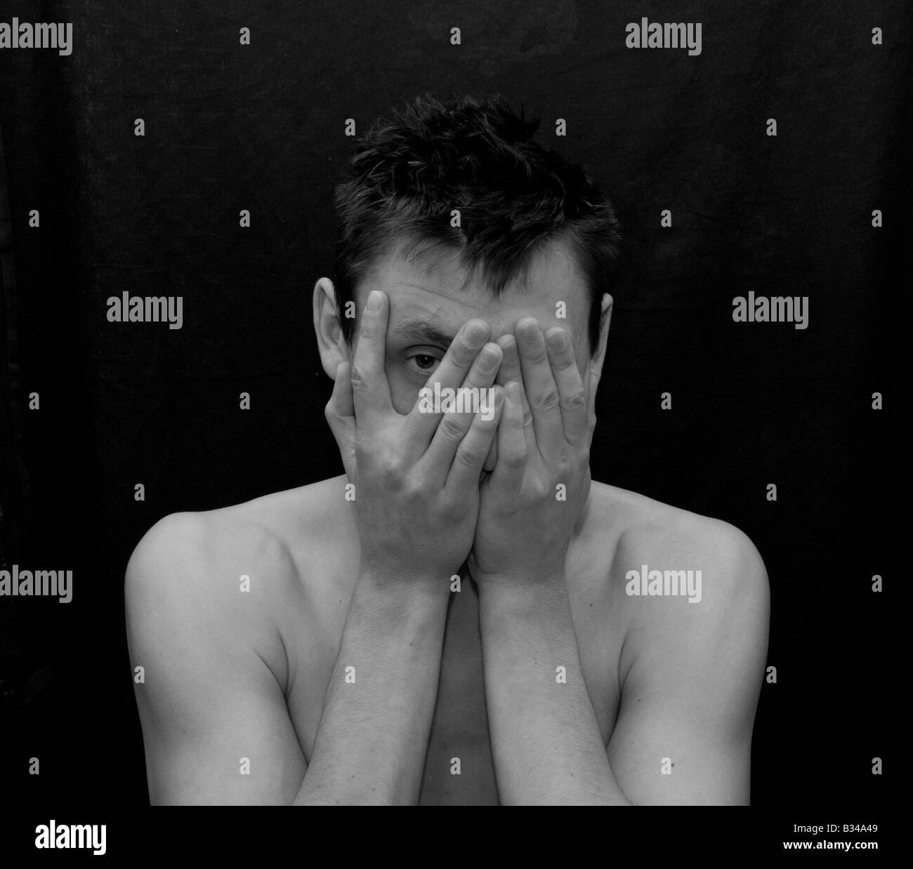 Cover his face Black and White Stock Photos & Images - Alamy
