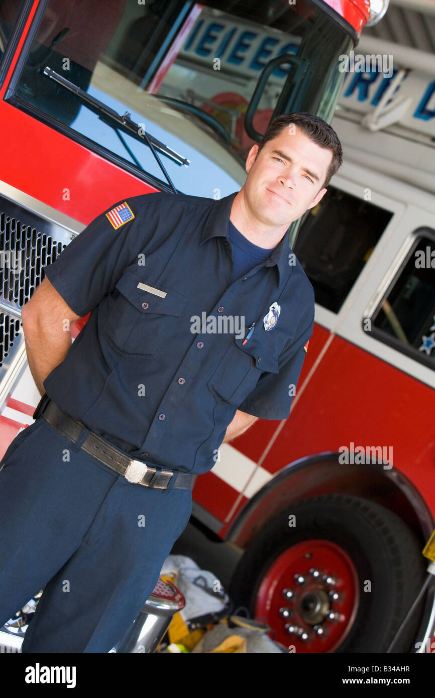 Portrait fireman in front fire hi-res stock photography and images - Alamy