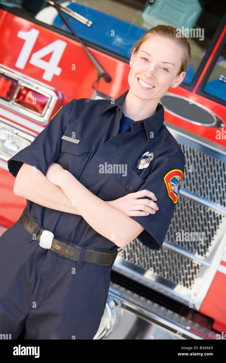 Firefighter portrait fireman woman firefighter hi-res stock photography ...