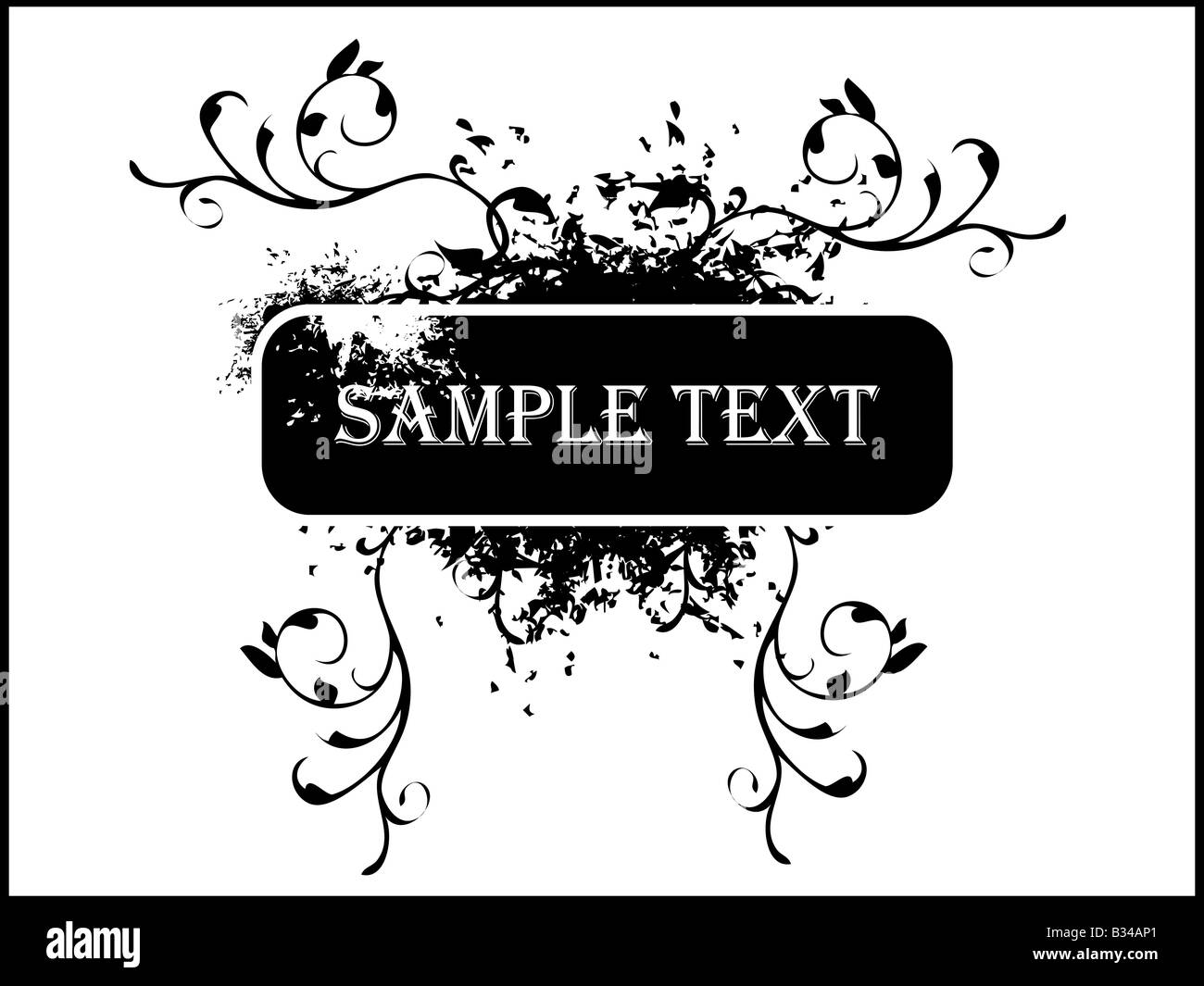 grungy text template with swirls Stock Photo - Alamy