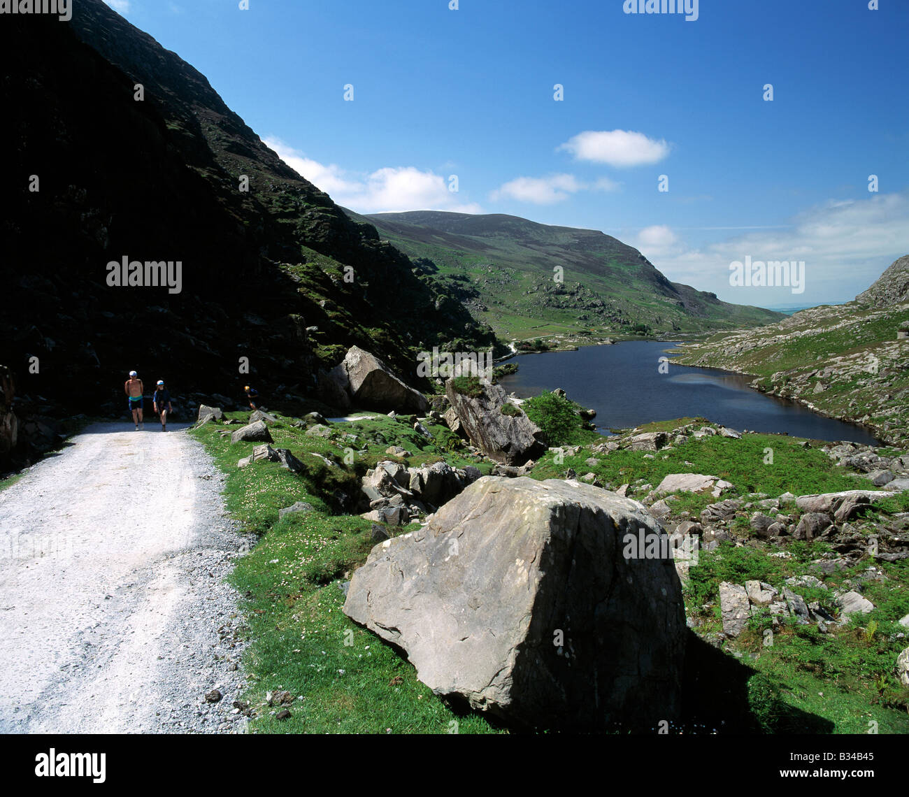 narrow country lane passing through a narrow valleyin the irish ...