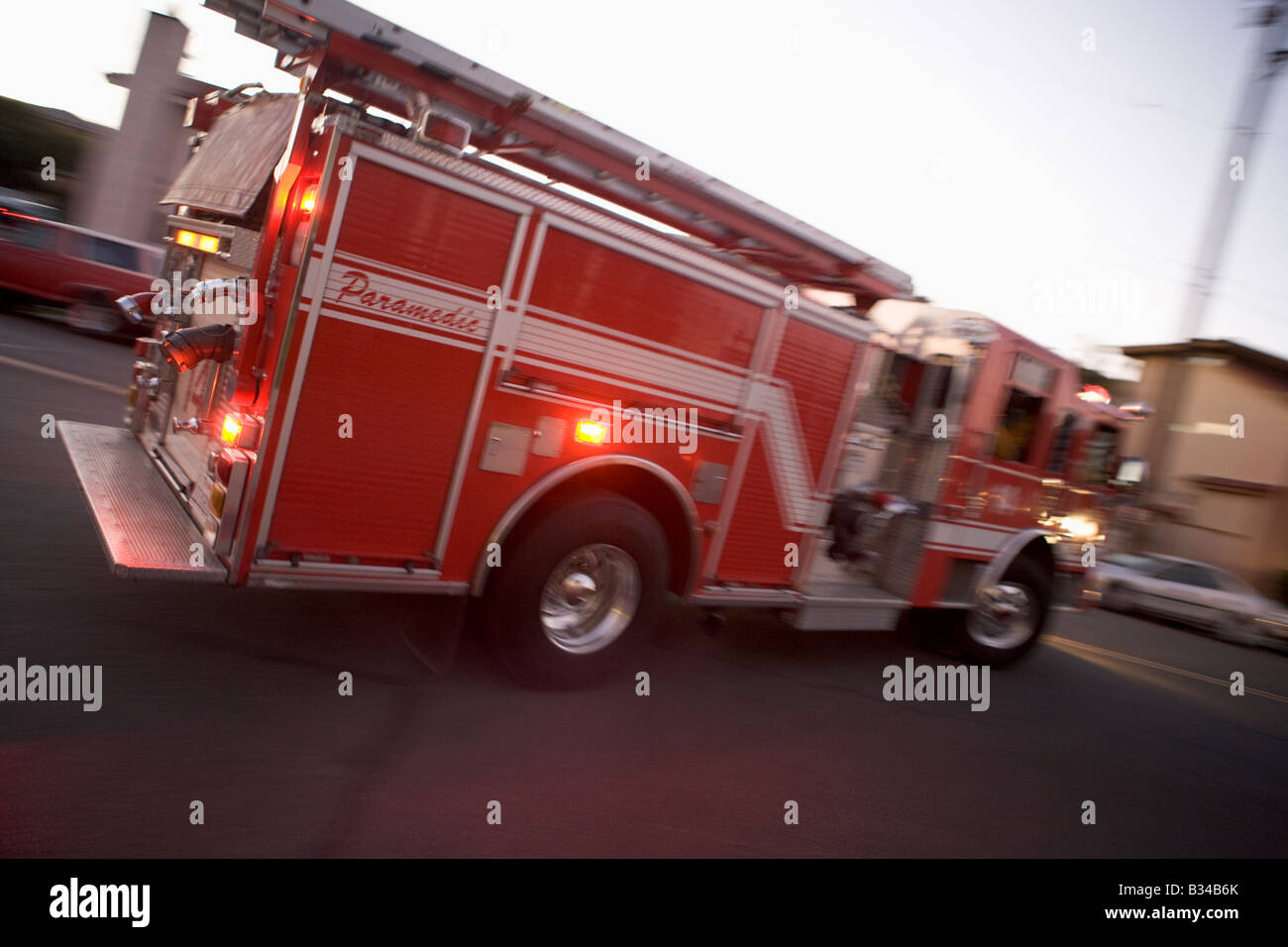 Fire engine on street (blur Stock Photo - Alamy