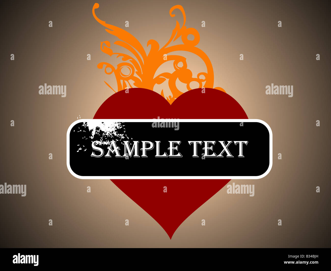 floral heart and text template on gradient background Stock Photo - Alamy