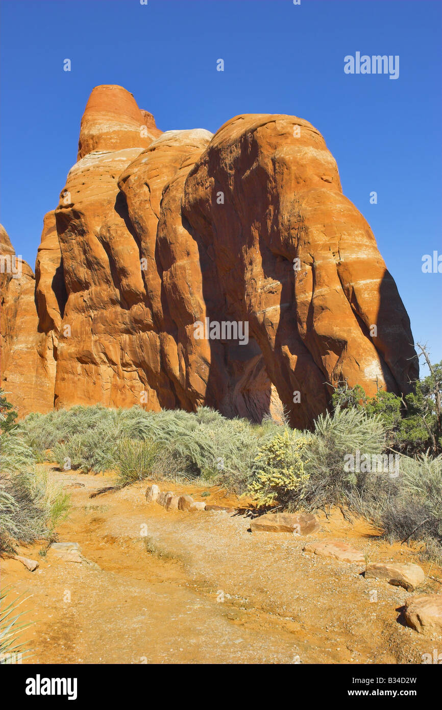 Natural stone hills of unusual forms in National park Arches in the USA ...
