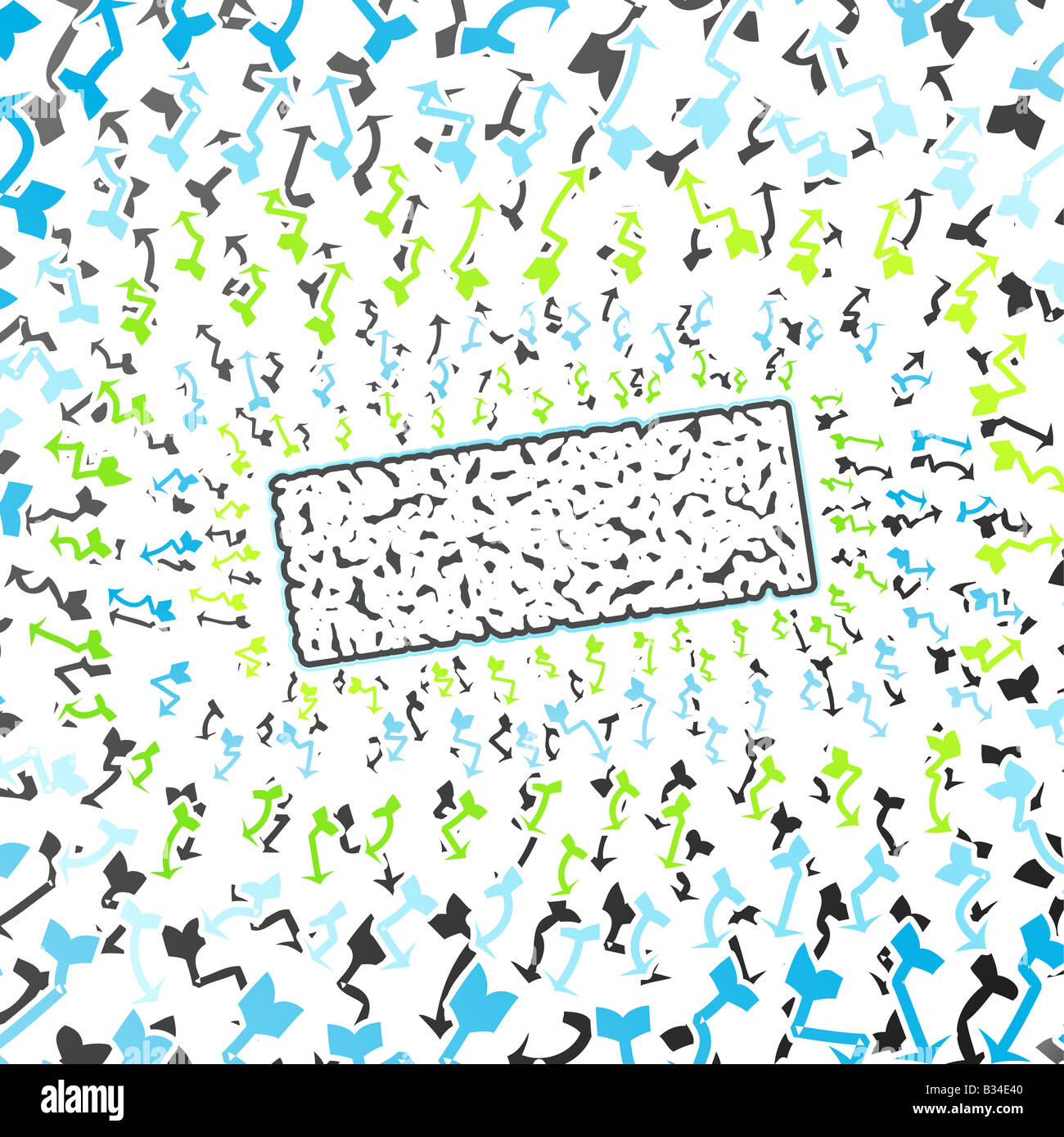 Vector illustration of hundreds of crazy arrows pointing outwards with ...