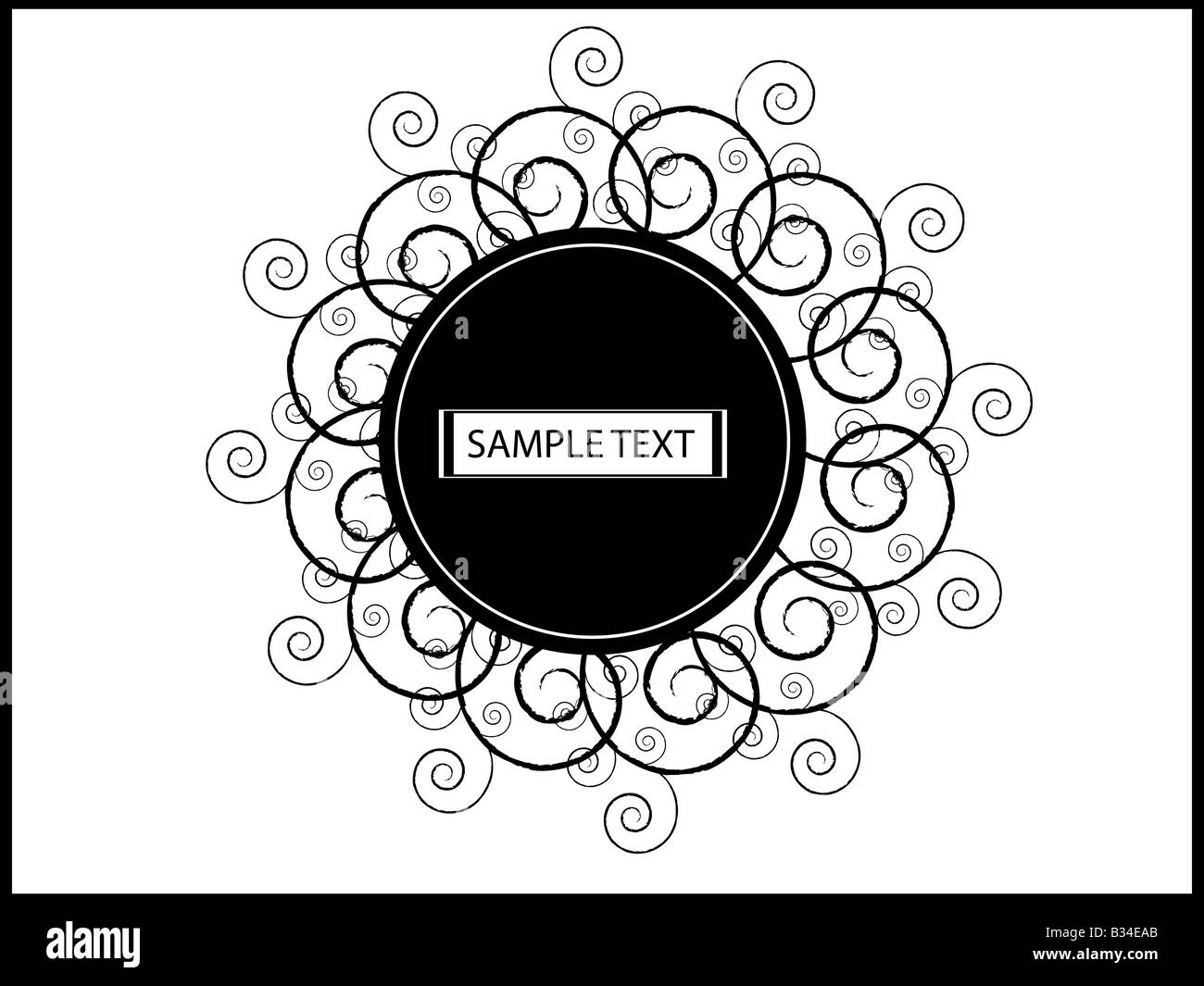 swirly circle with text template on isolated background Stock Photo - Alamy