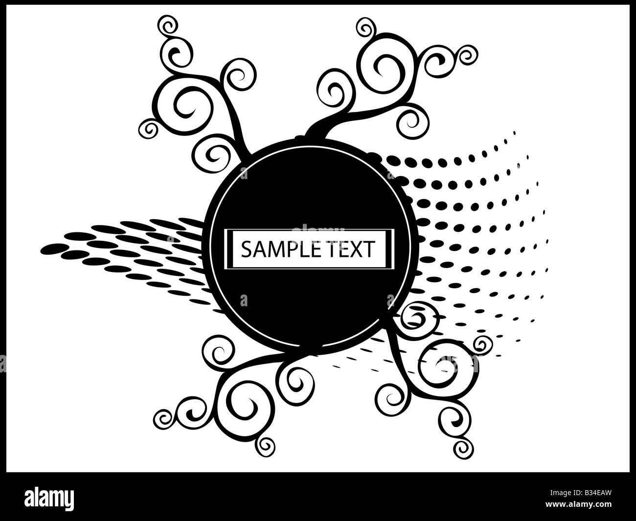 swirly circle with text box on isolated background Stock Photo - Alamy