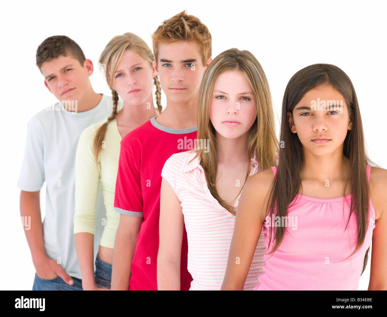 Five friends in a row Stock Photo - Alamy