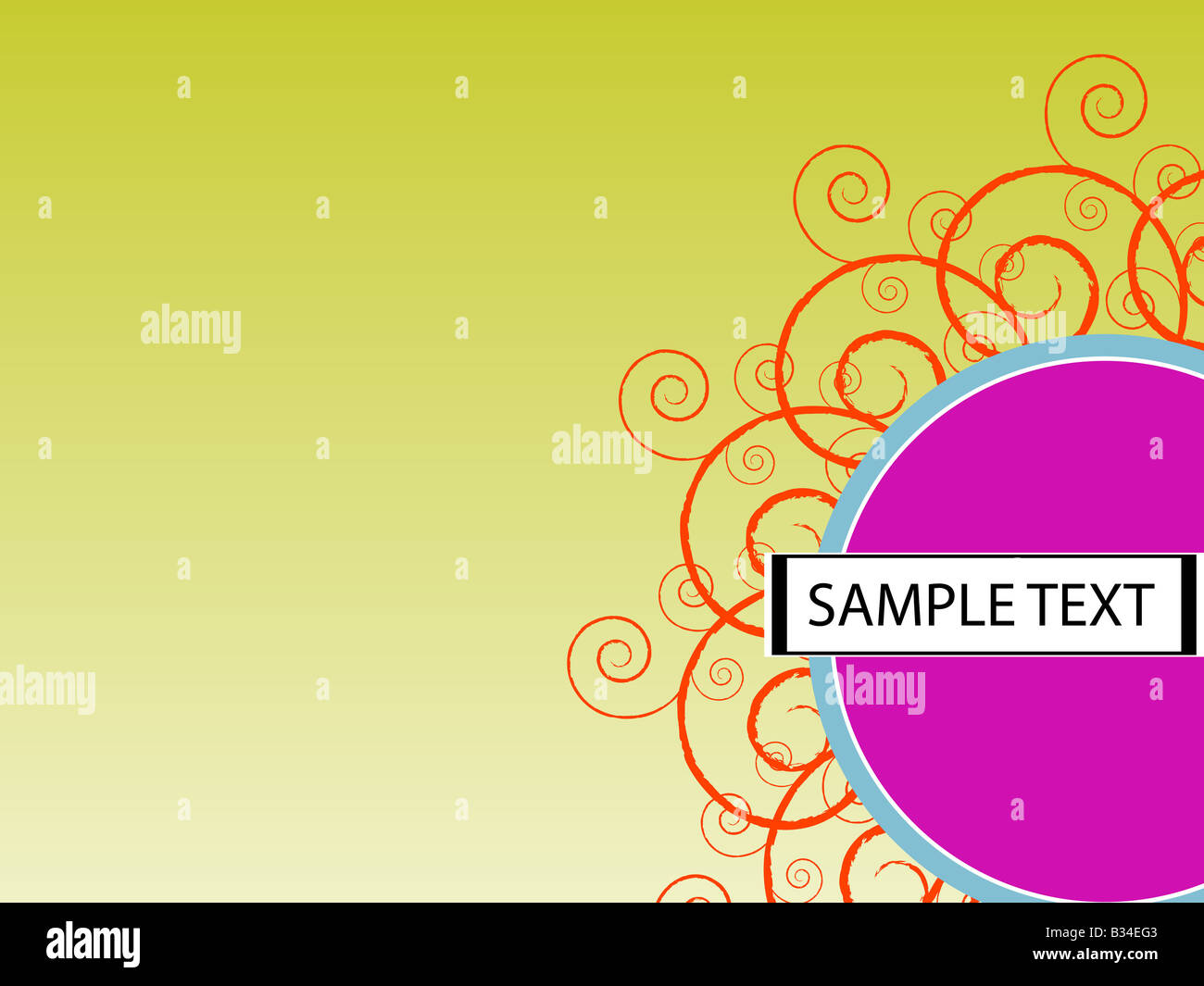 swirly circle with text box on gradient background Stock Photo - Alamy