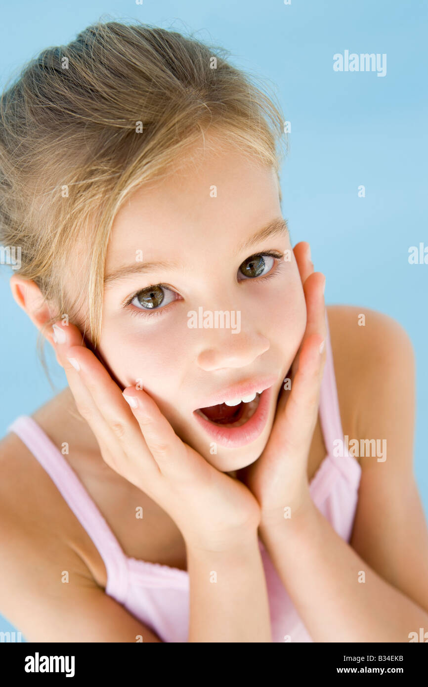 Young girl excited and surprised Stock Photo - Alamy Young girl excited and surprised Stock Photo - Alamy
