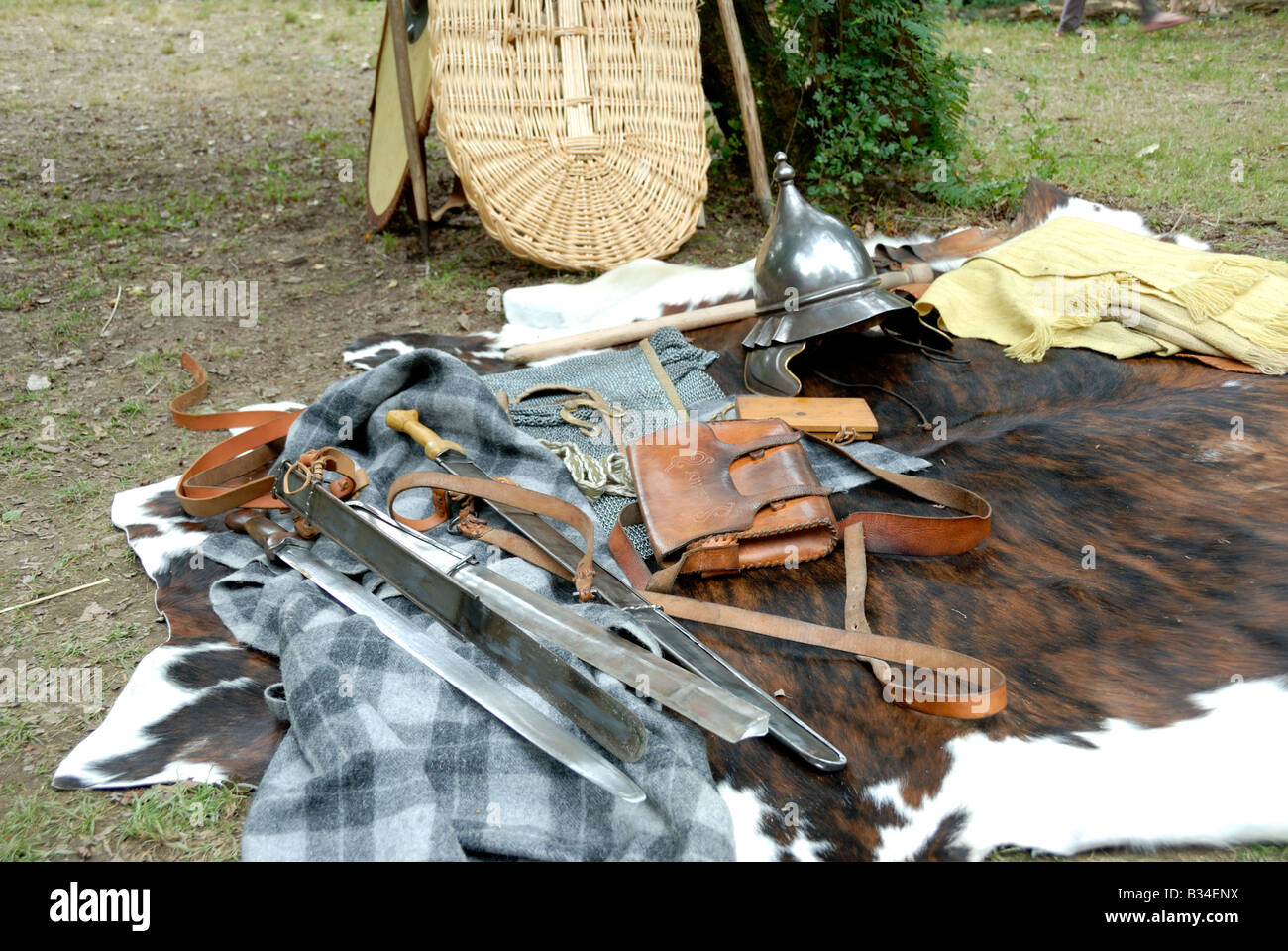 Stock photo of Gaul armour lying on a cow hide Stock Photo - Alamy
