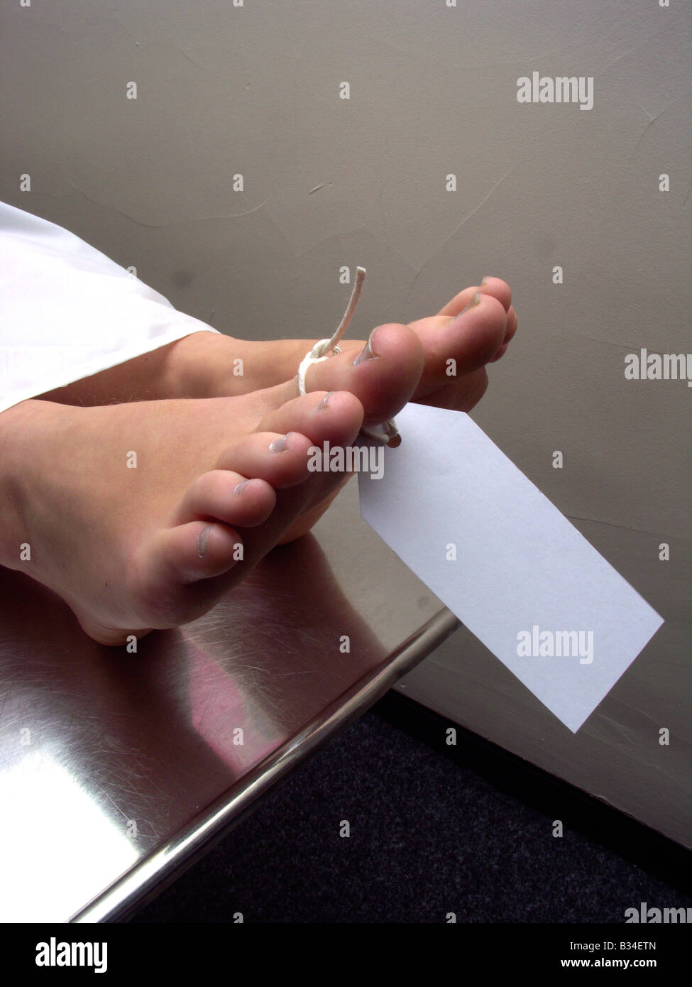 Dead body john or jane do with a toe lable Stock Photo - Alamy