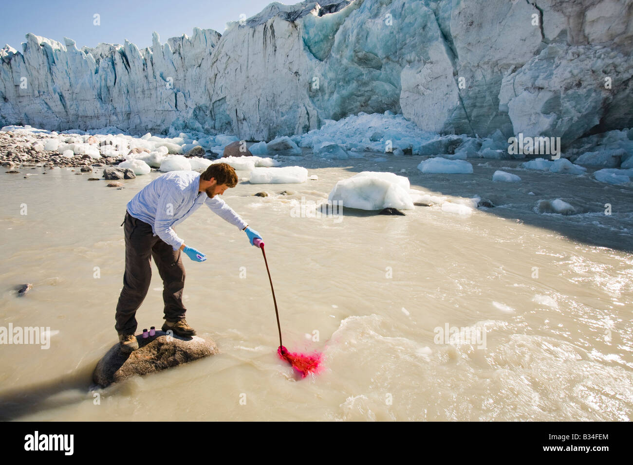 Dye trace experiment on the melting Russell Glacier in Greenland Stock ...