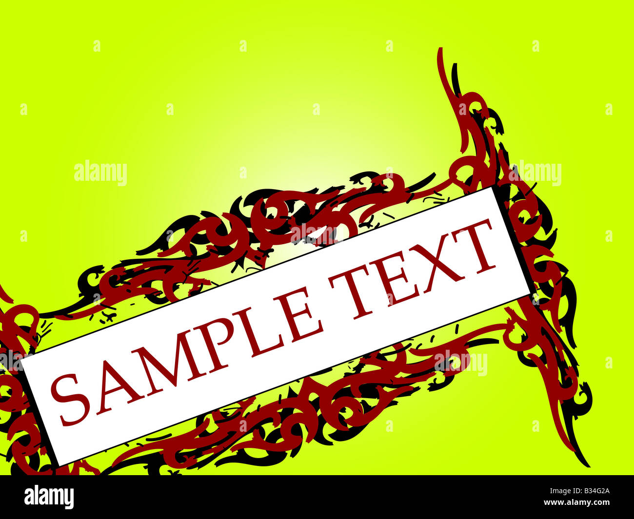 sample text in swirly frame on gradient background Stock Photo - Alamy