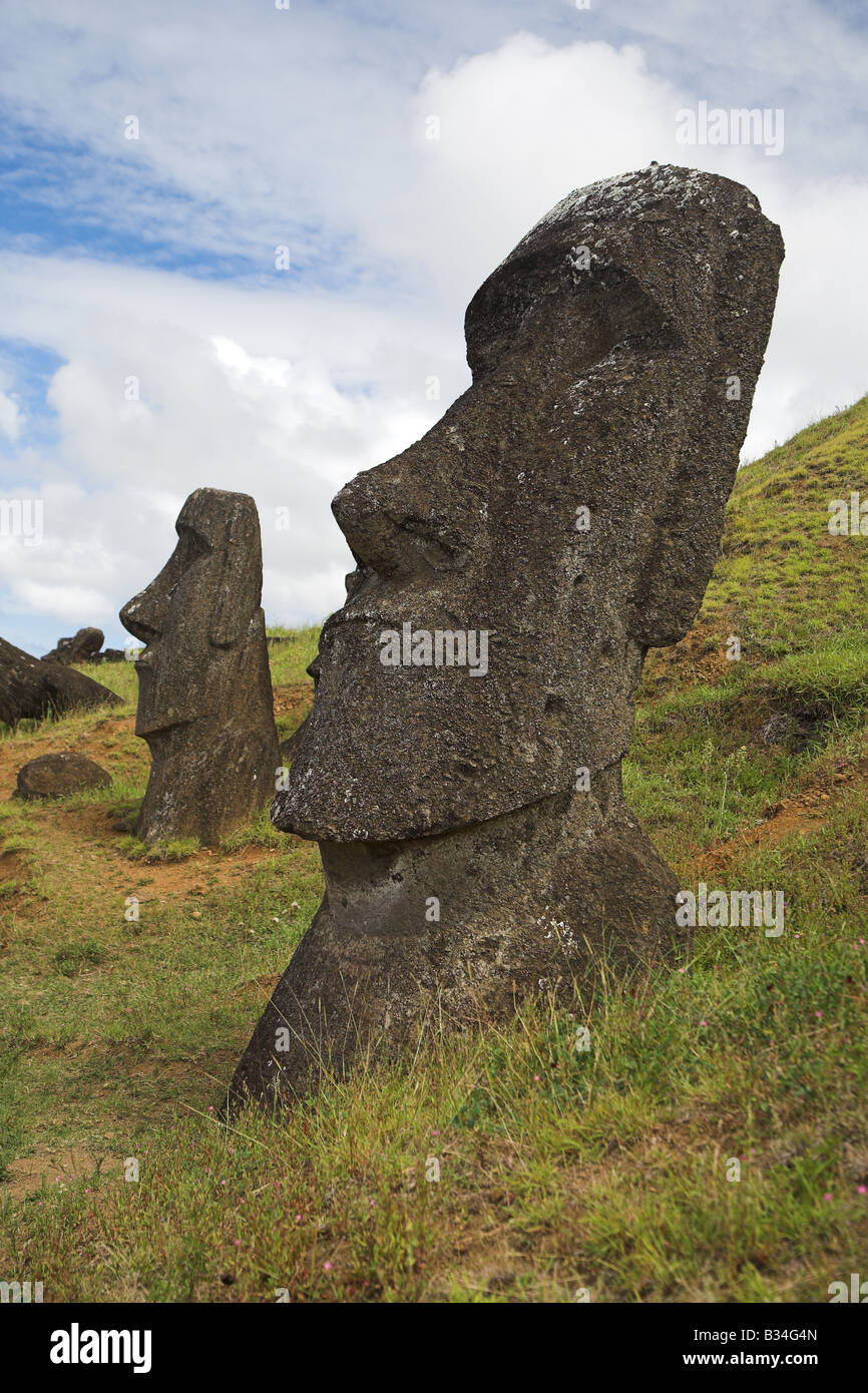 Maoi statues located at Rano Raraku on easter Island or Rapa Nui in ...