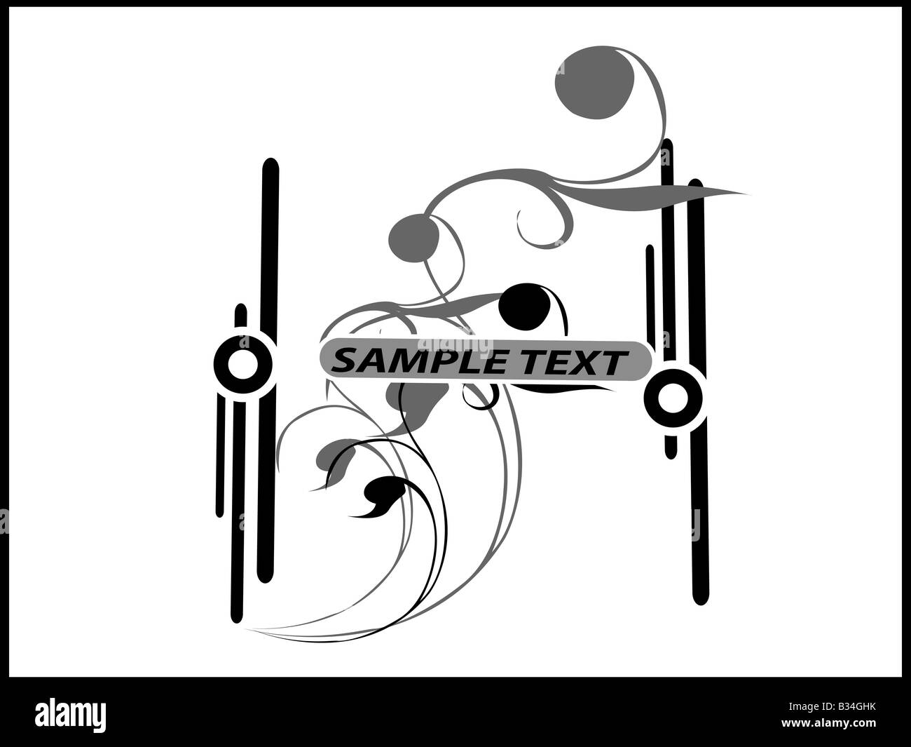 swirly design and text template on isolated background Stock Photo - Alamy