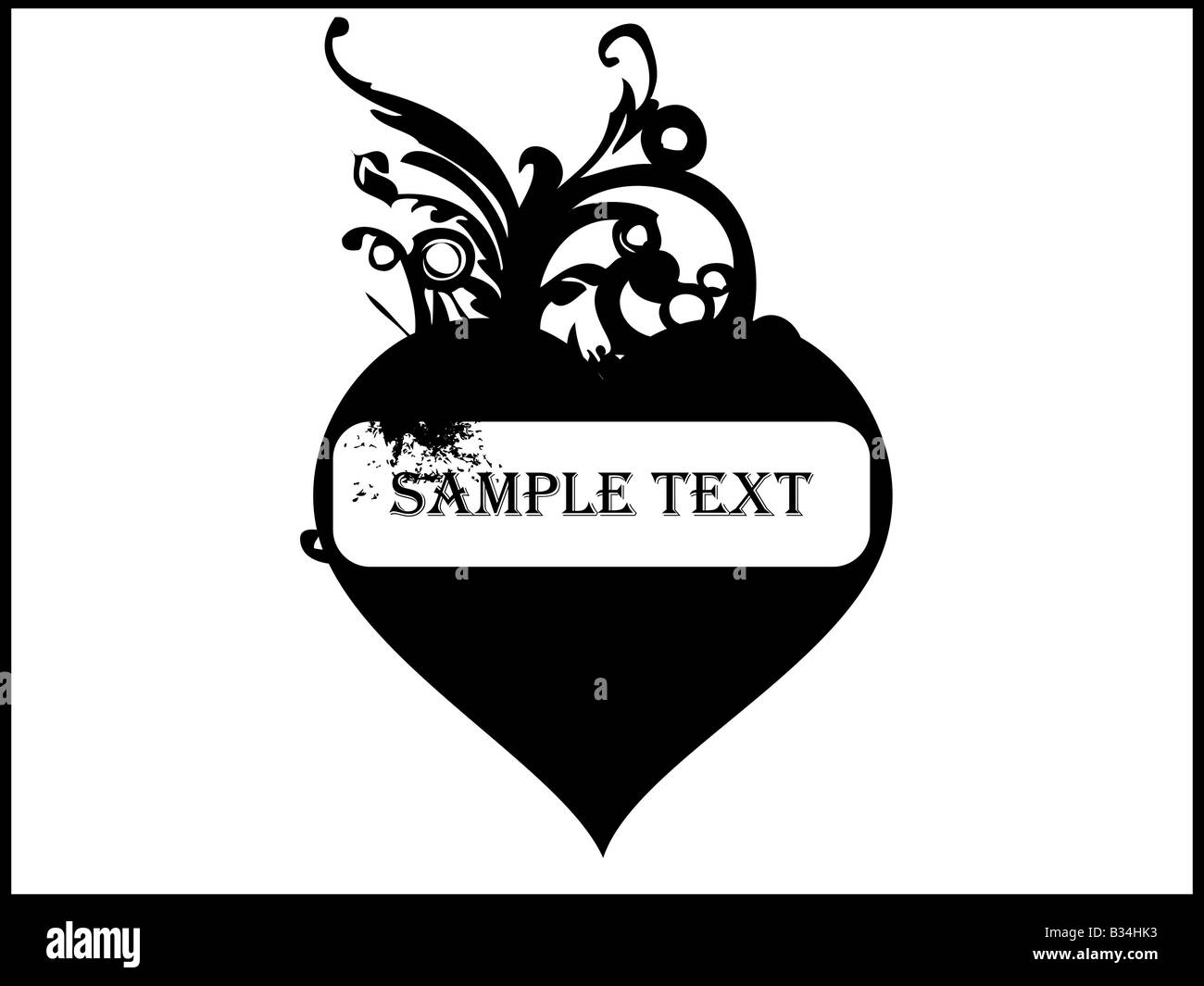 floral heart and text template on isolated background Stock Photo - Alamy