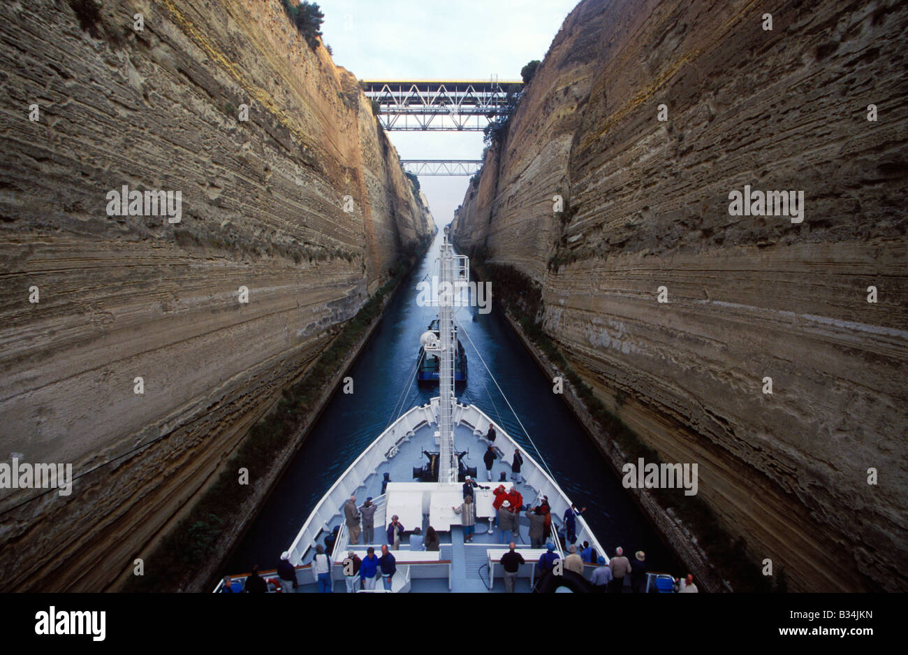 Greece. Ship passing through the Corinth Canal completed in 1893 Stock ...