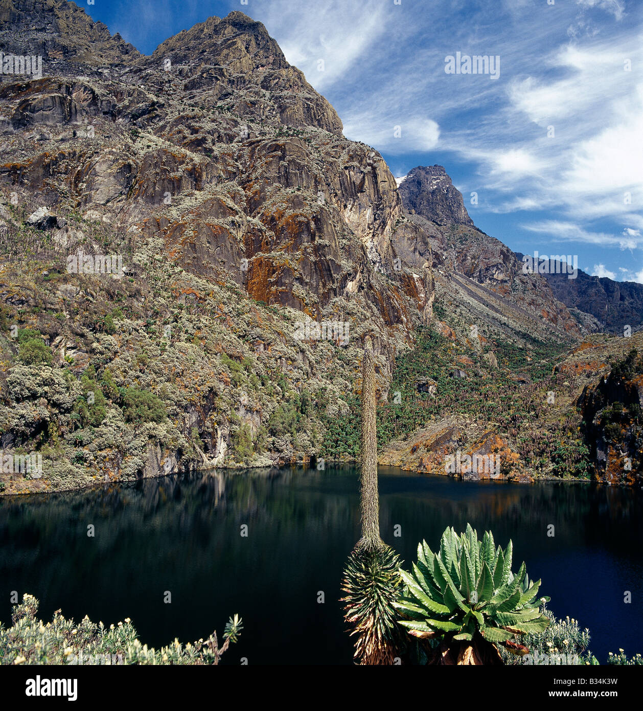 Uganda, Western Uganda, Rwenzori Mountains. Lake Kitandara (north ...