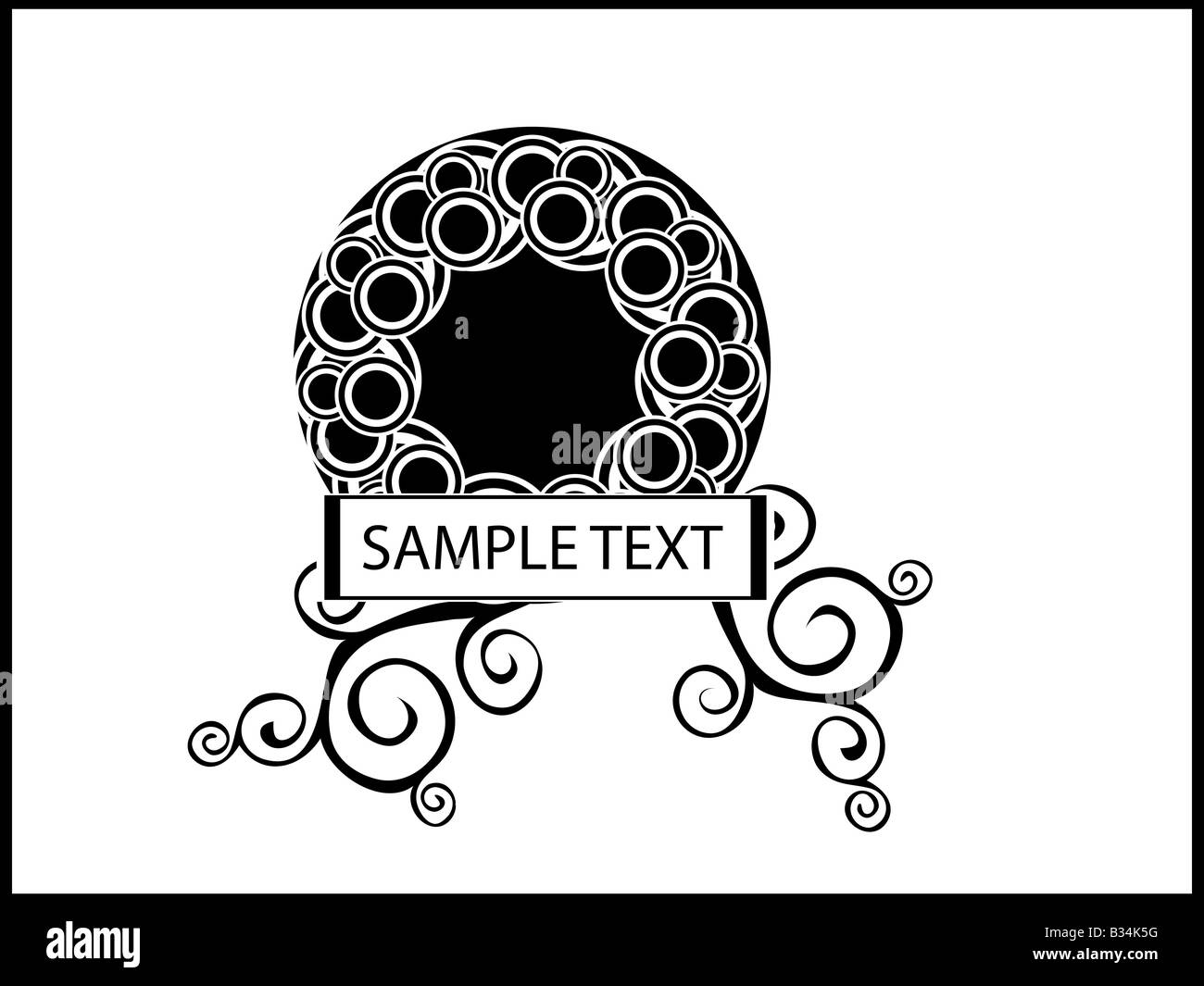 text template and swirly circles on isolated background Stock Photo - Alamy