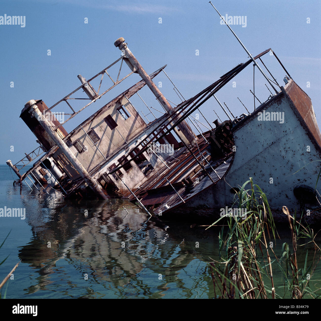 Uganda, Lake Albert, Butiaba. Derelict lake steamer, The Robert ...