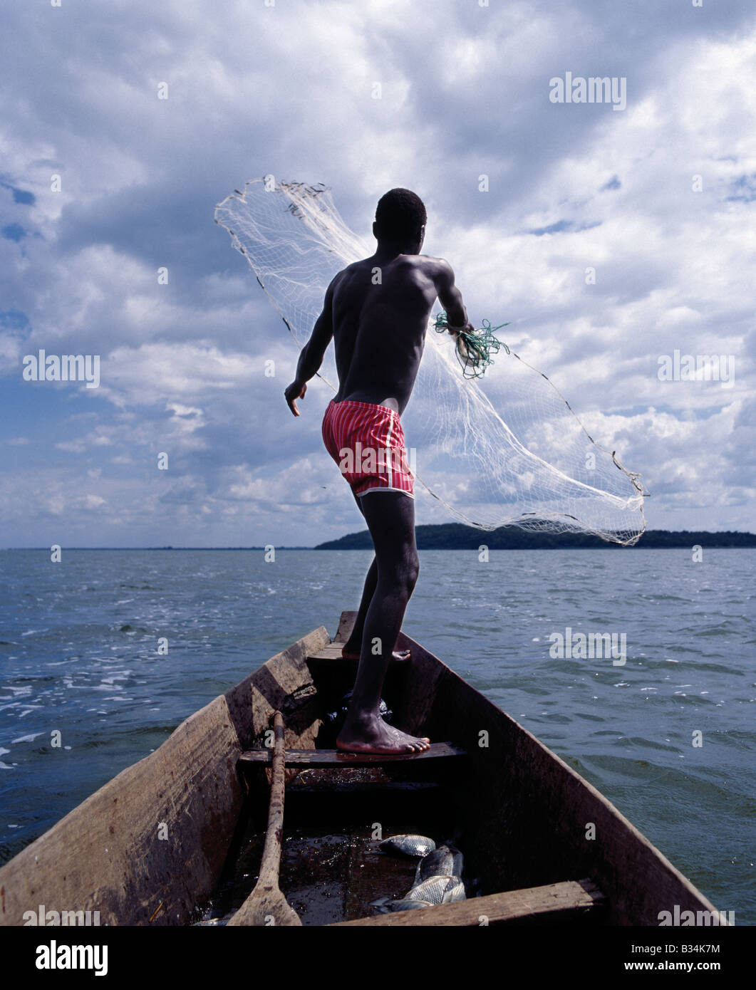 Uganda, Northwest Uganda, Lake Kyoga is formed by the Victoria Nile in ...