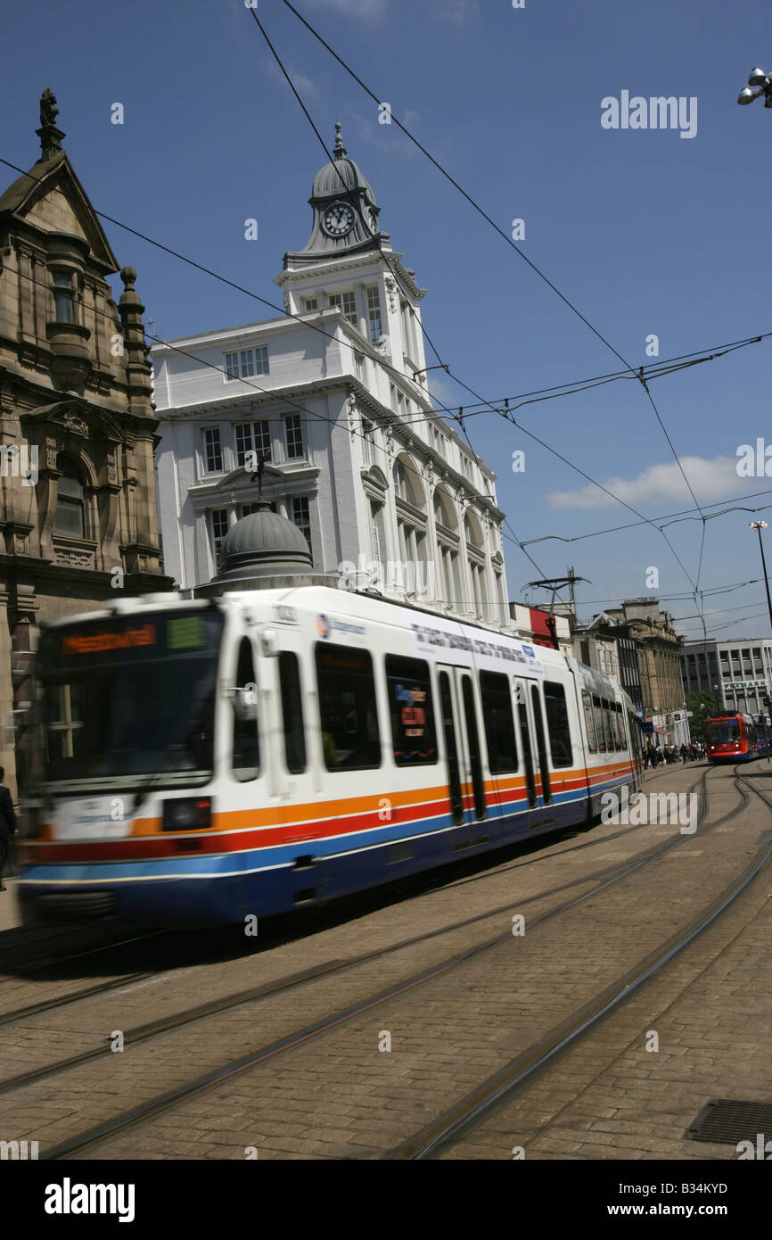 City of Sheffield, England. A public transport Supertram transiting ...
