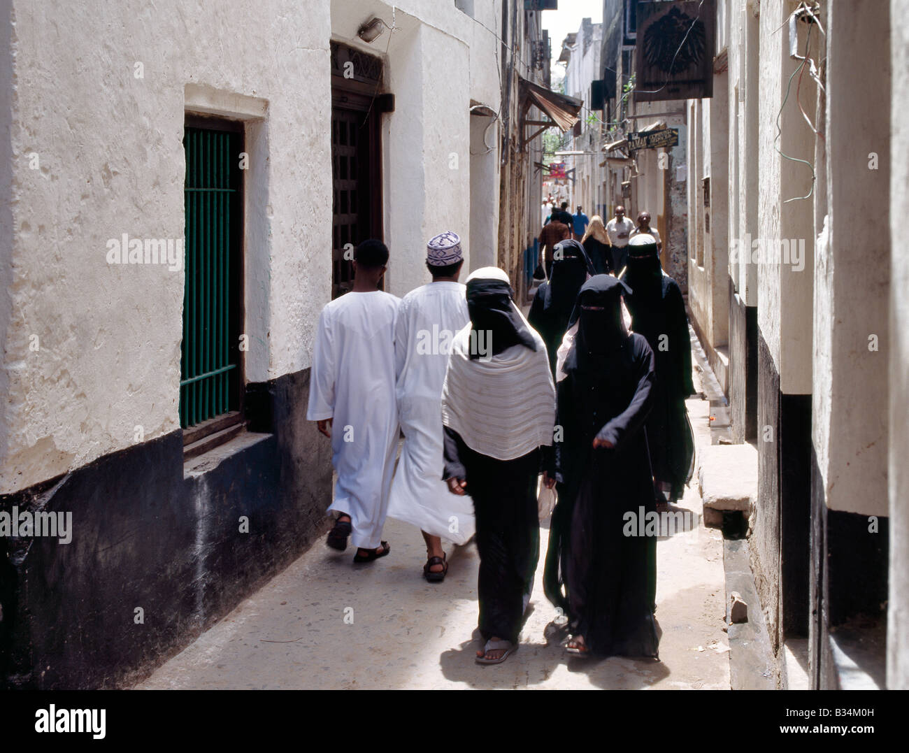 Kenya, Coast Province, Lamu Island. Muslim women with face veils (known ...