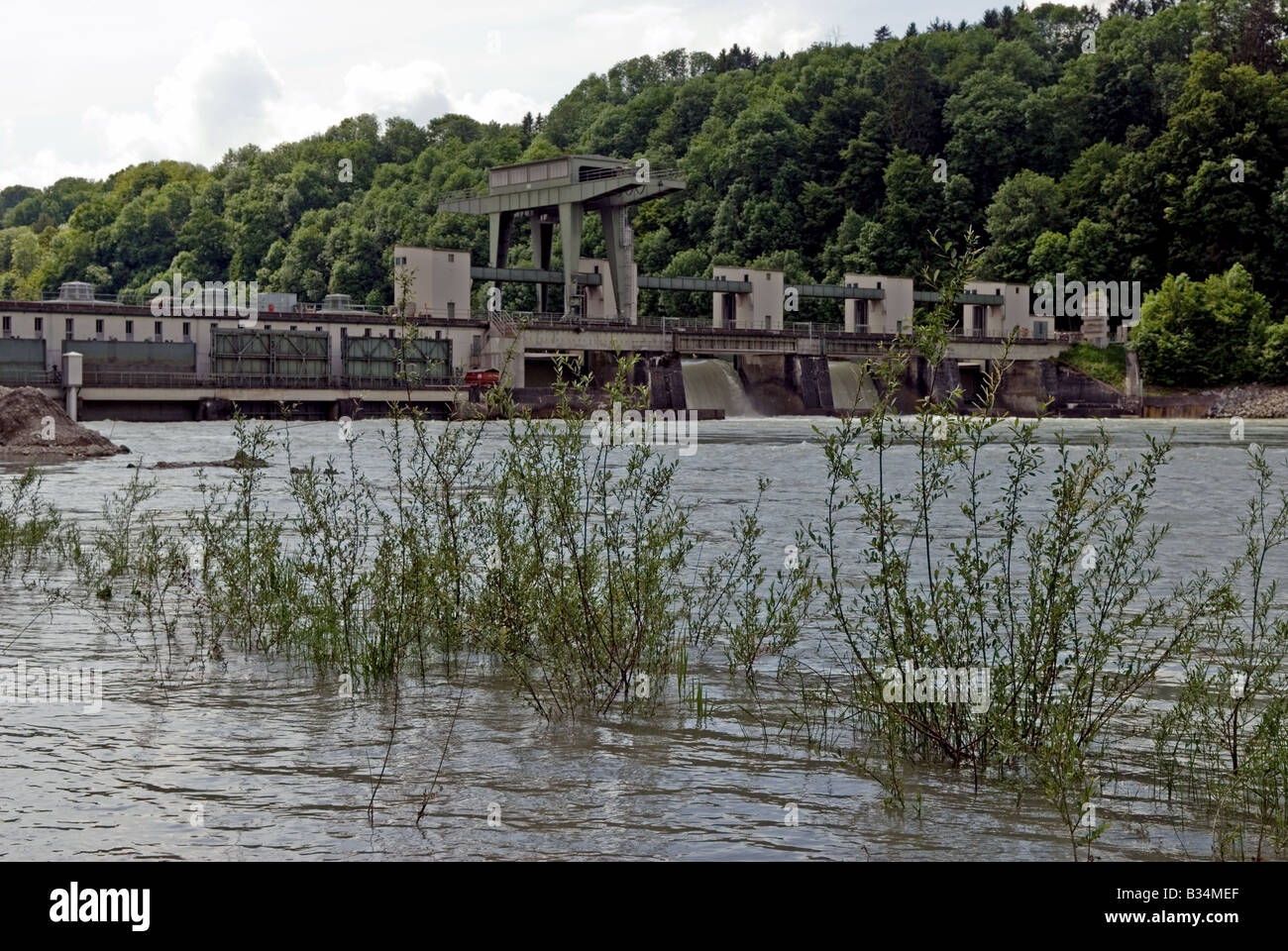 Hydroelectric power station on the river Inn, Wasserburg, Bavaria ...