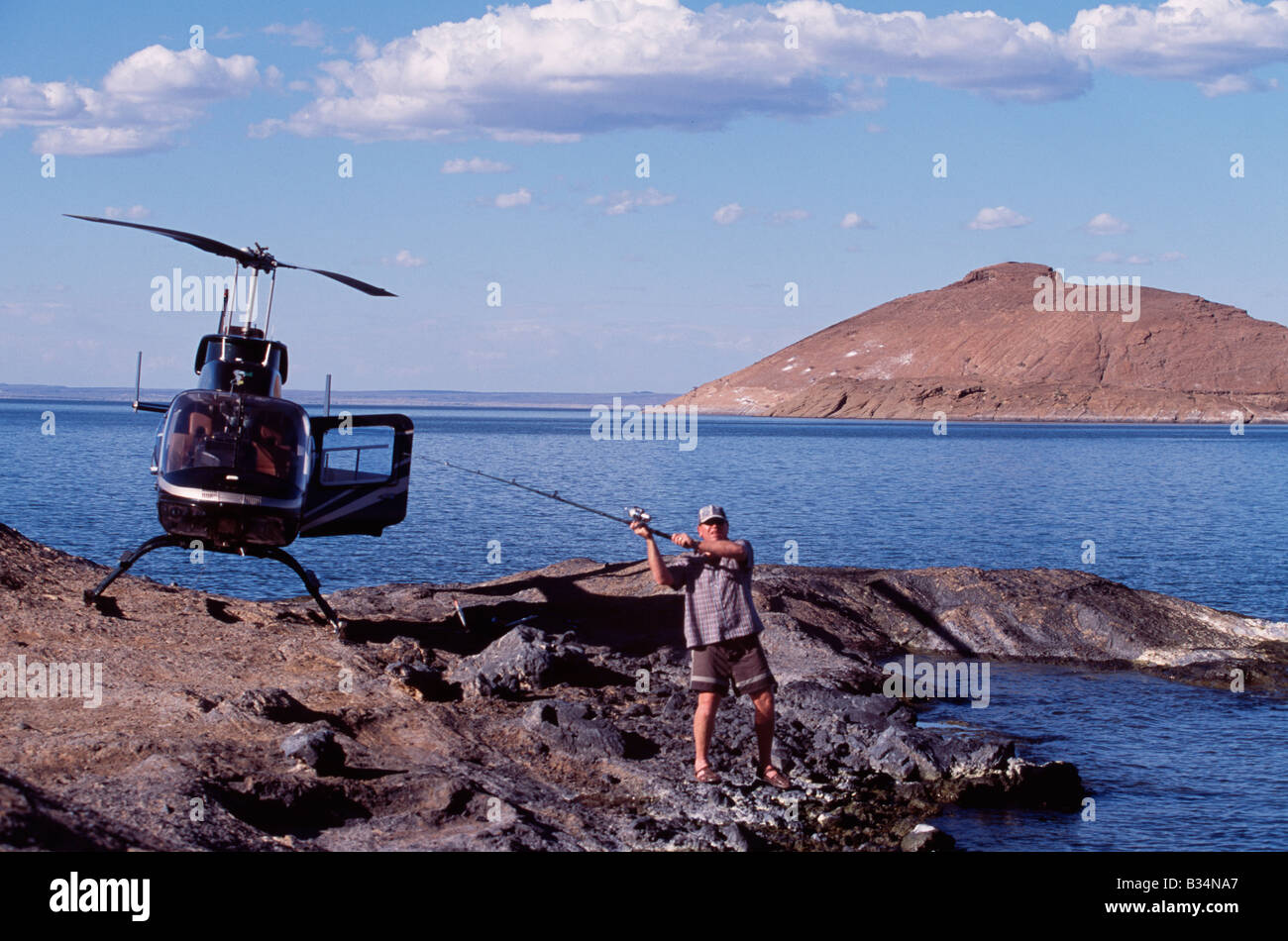 Kenya, Lake Turkana. Heli-Fishing on Lake Turkana for Nile perch Stock ...