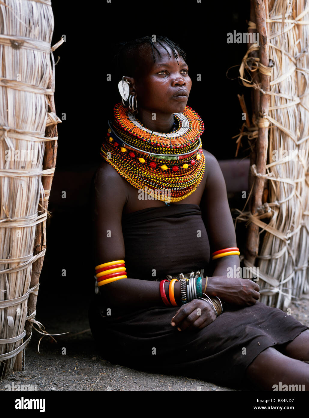 Kenya, Northern Frontier District, Loyangalani. A Turkana woman ...