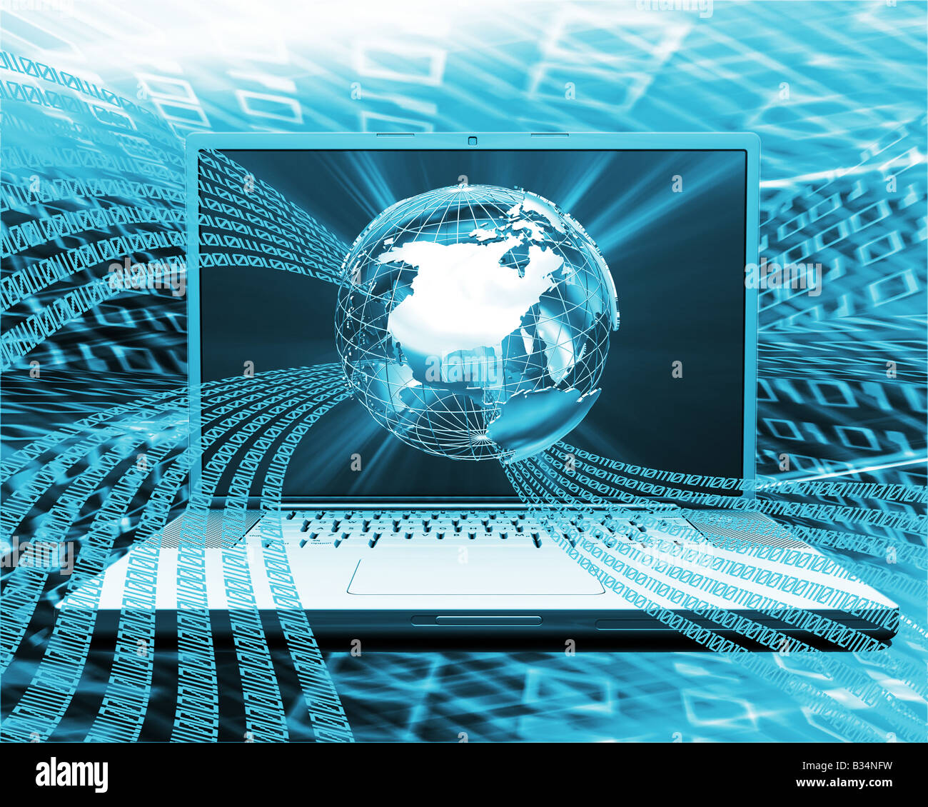 Globe background with binary code flowing from a computer Stock Photo ...