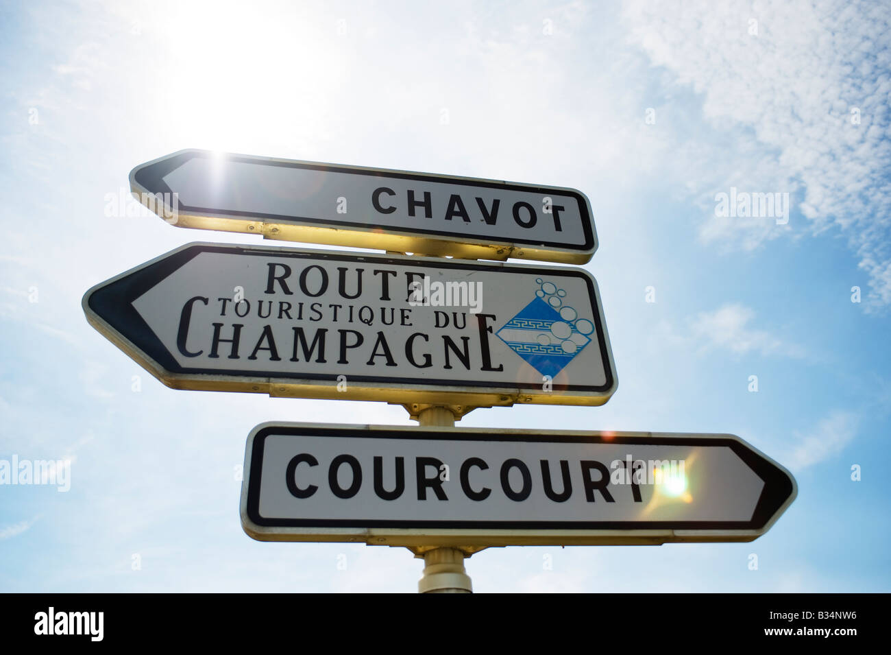 route touristique du champagne sign at chavot courcourt Stock Photo - Alamy