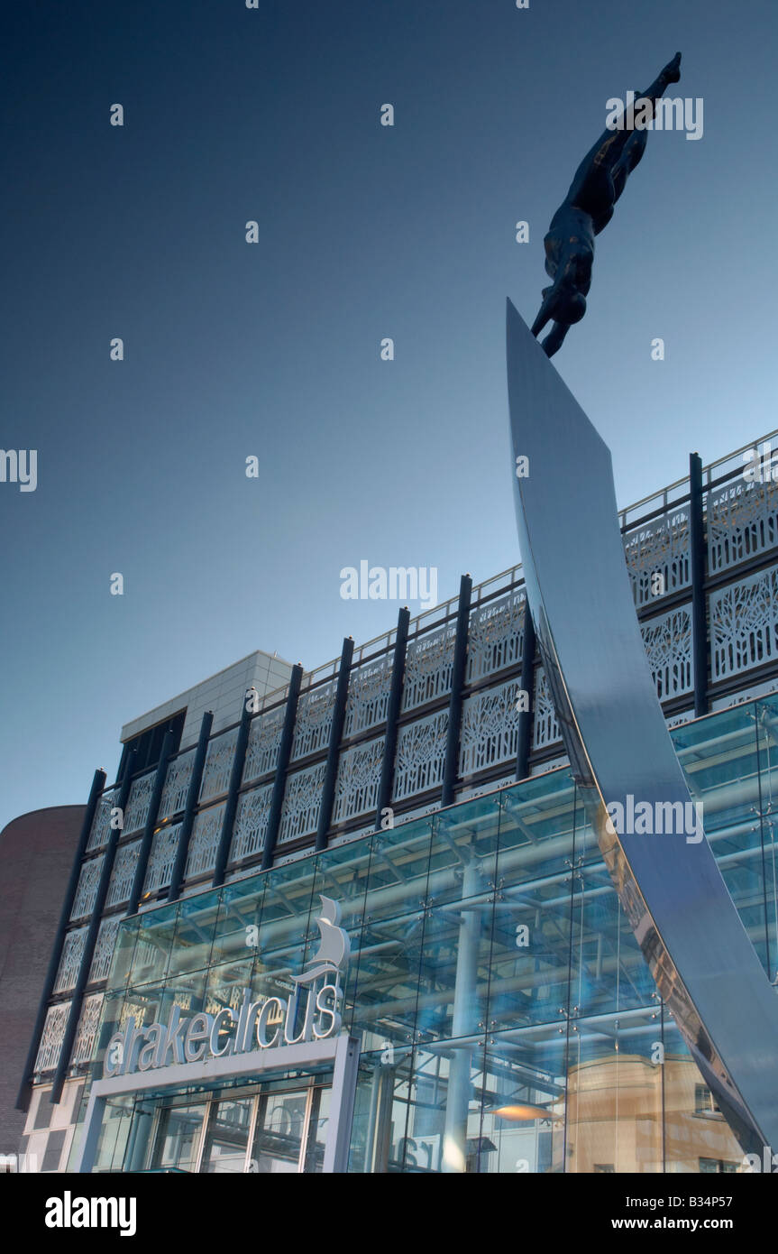 A statue of the Diver outside the Drakes Circus shopping precinct ...