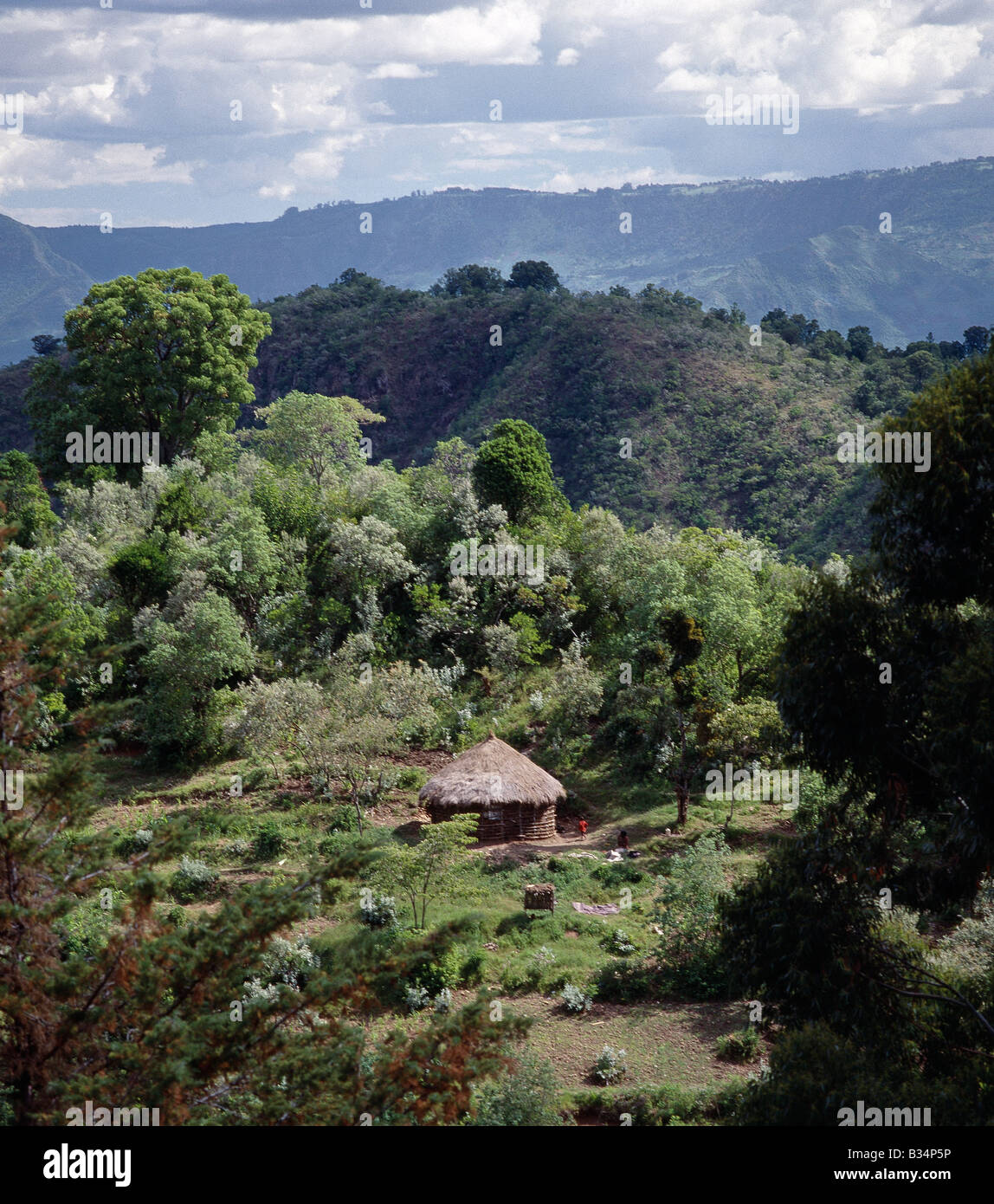 Kenya, Kabarnet, Tugen Hills. A traditional thatched home of the Tugen ...