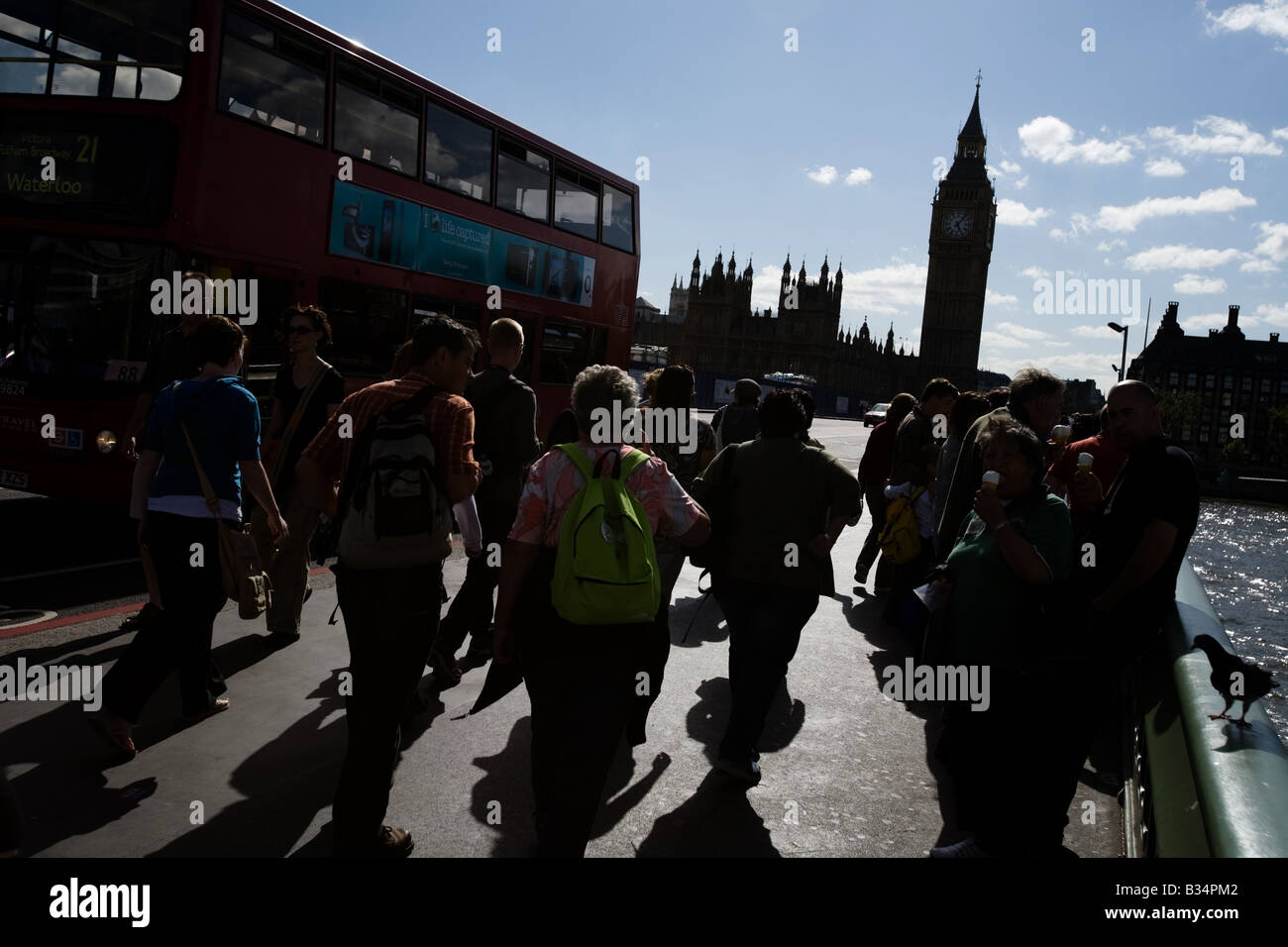 People walk across a bridge in central London, UK Stock Photo - Alamy