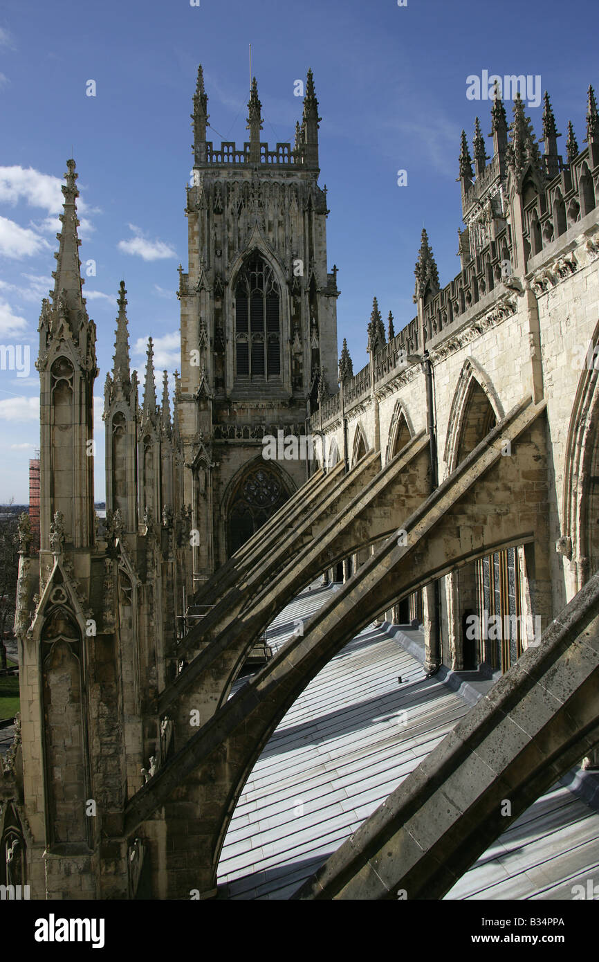 City of York, England. Rooftop architectural view of York Minster ...