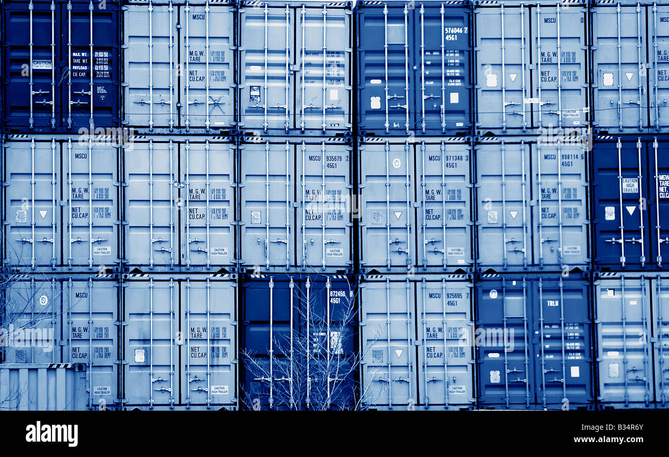 Shipping Containers in Blue Stock Photo - Alamy