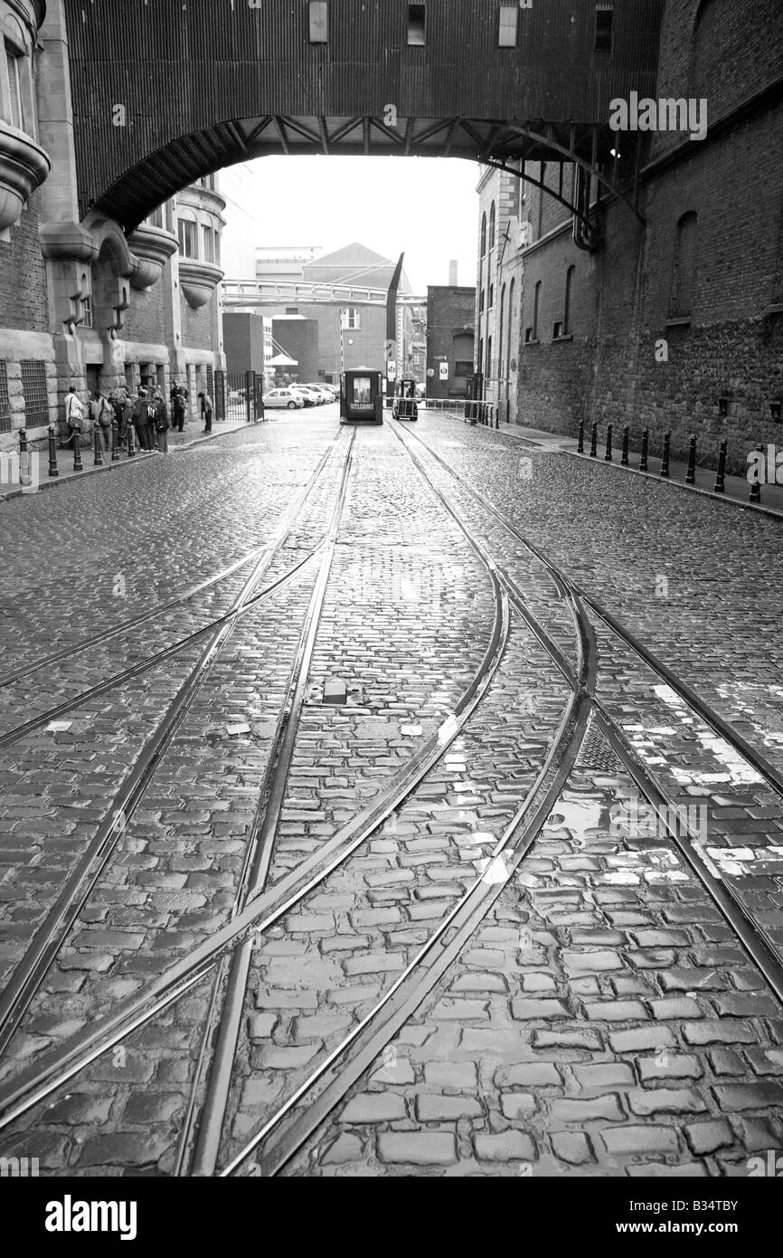 old tram tracks leading into Guinness Brewery Dublin Ireland Stock ...