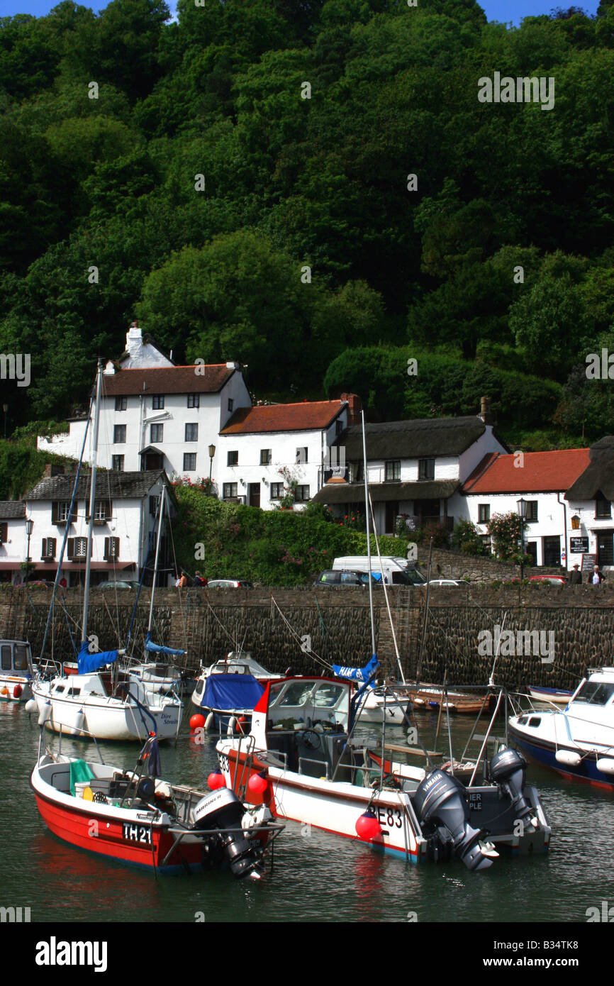 The pretty harbour in the village of Lynmouth, Devon, England Stock ...