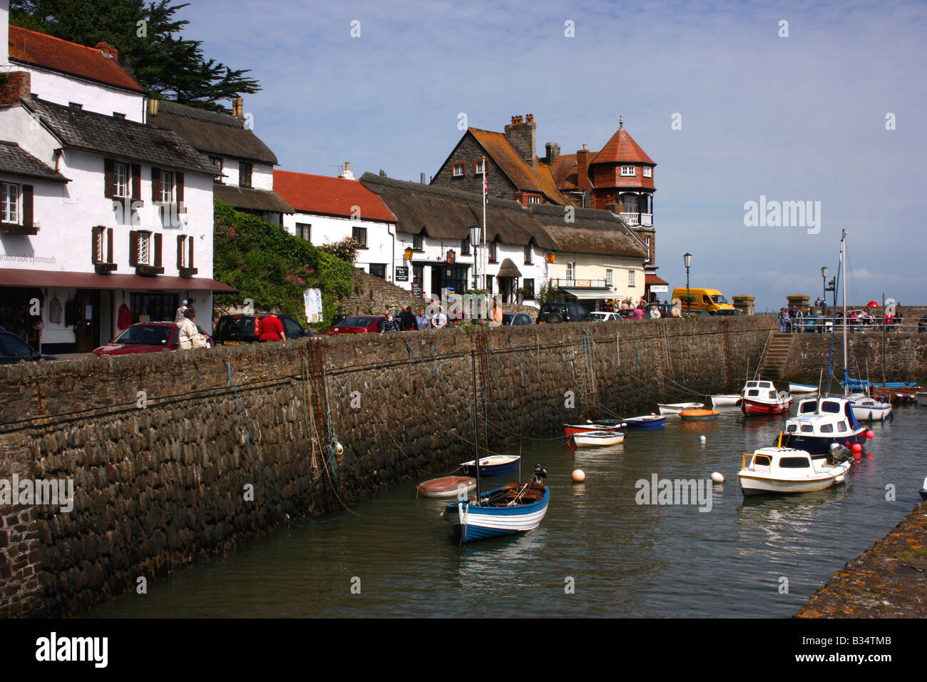The pretty harbour in the village of Lynmouth, Devon, England Stock ...