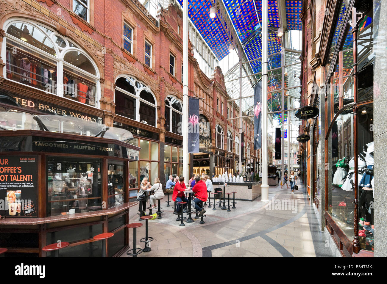 Cafe in the Victoria Quarter shopping arcade, Briggate, Leeds, West ...