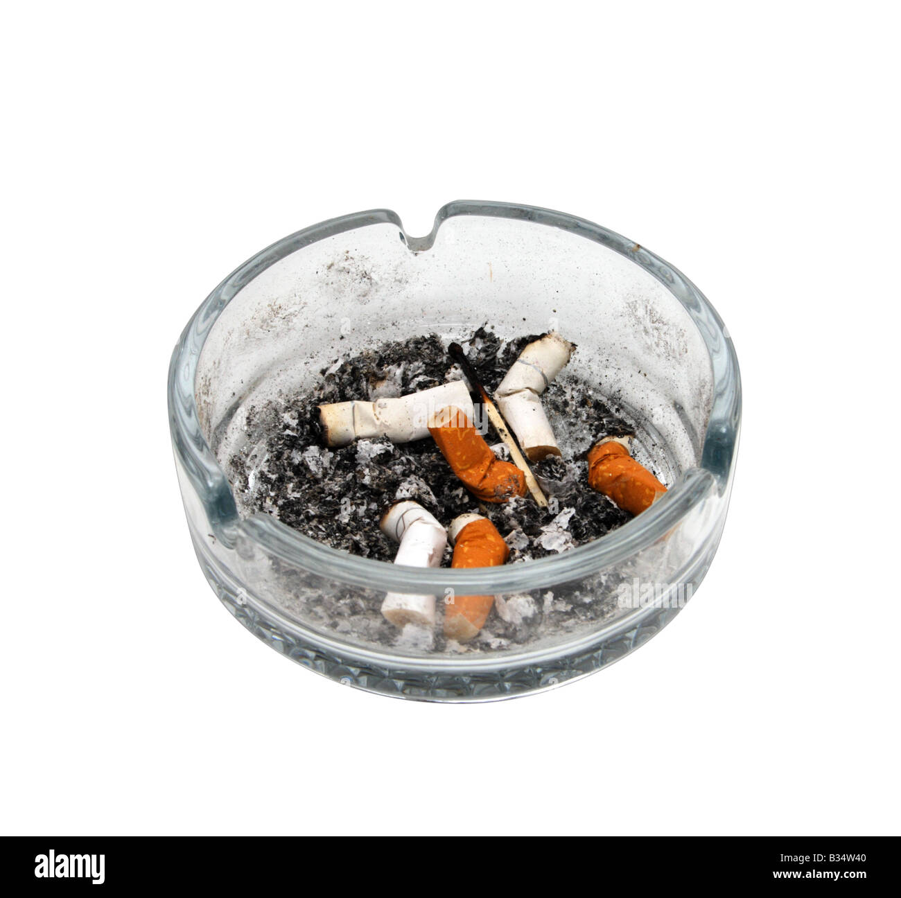 Cigarettes in an ashtray isolated on white Stock Photo - Alamy