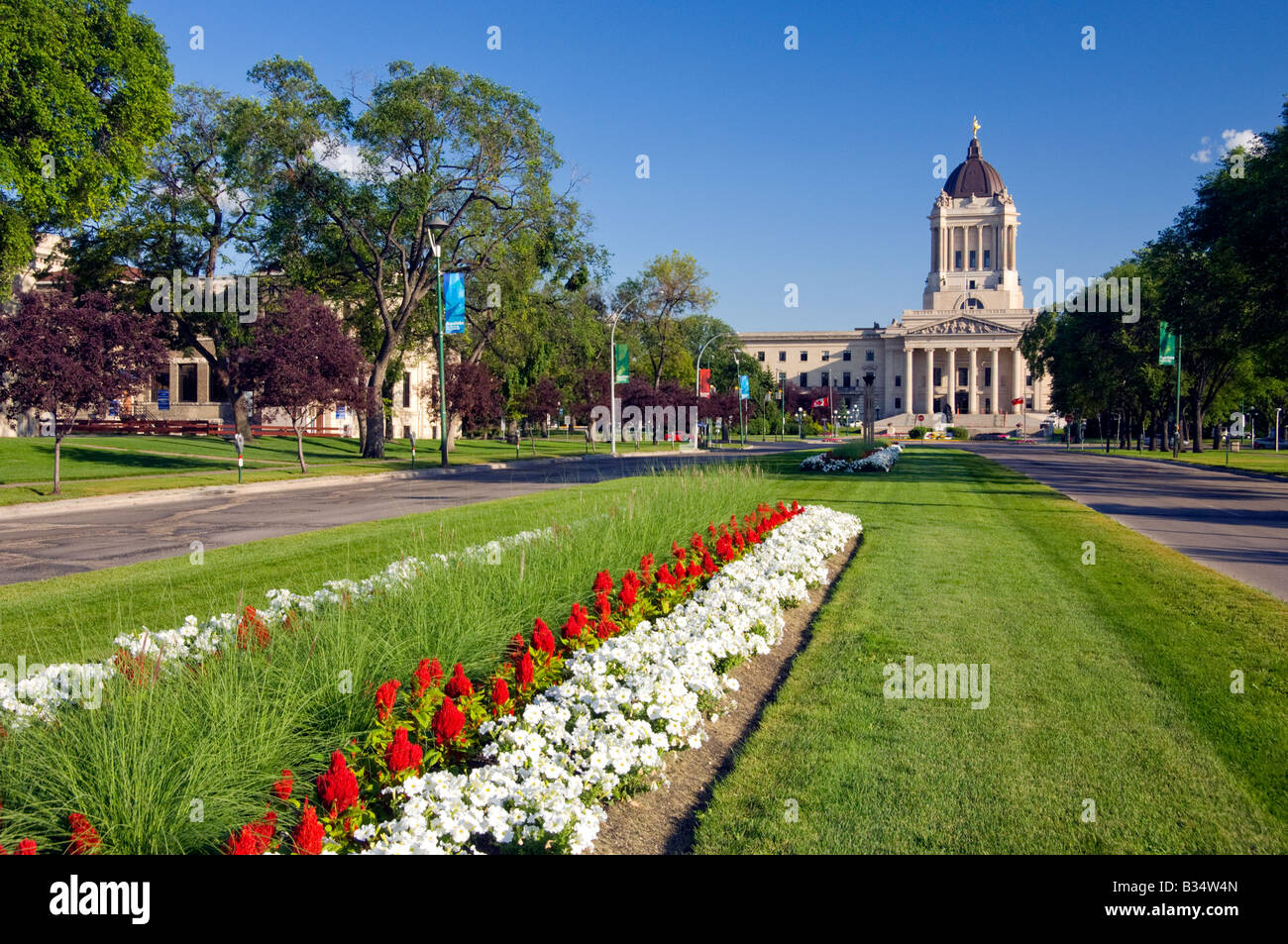 The Manitoba Legislative buildings from Memorial Boulevard in Winnipeg ...