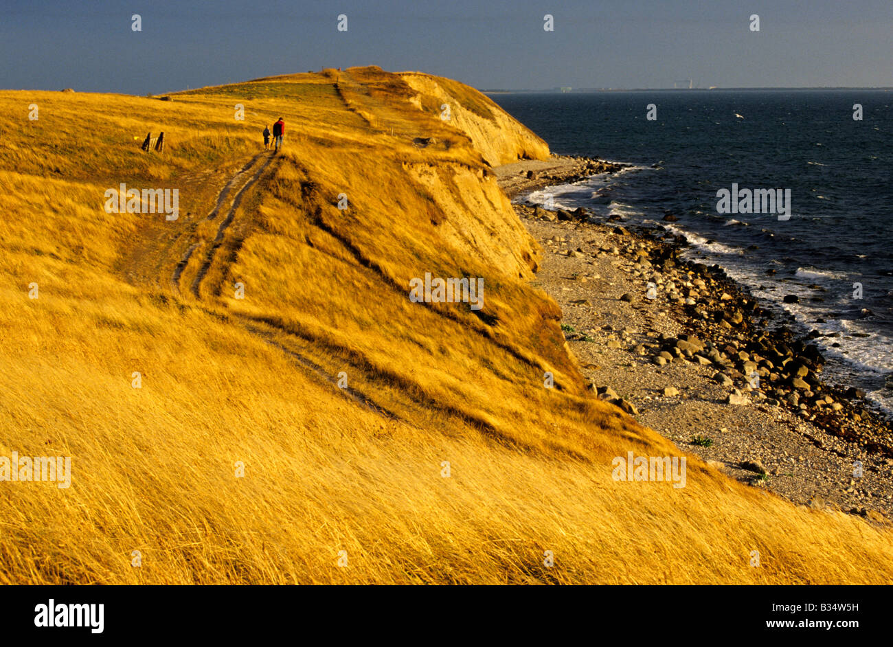 Denmark Fyns Hoved Hindsholm sea cliff sea coast tourists Stock Photo ...