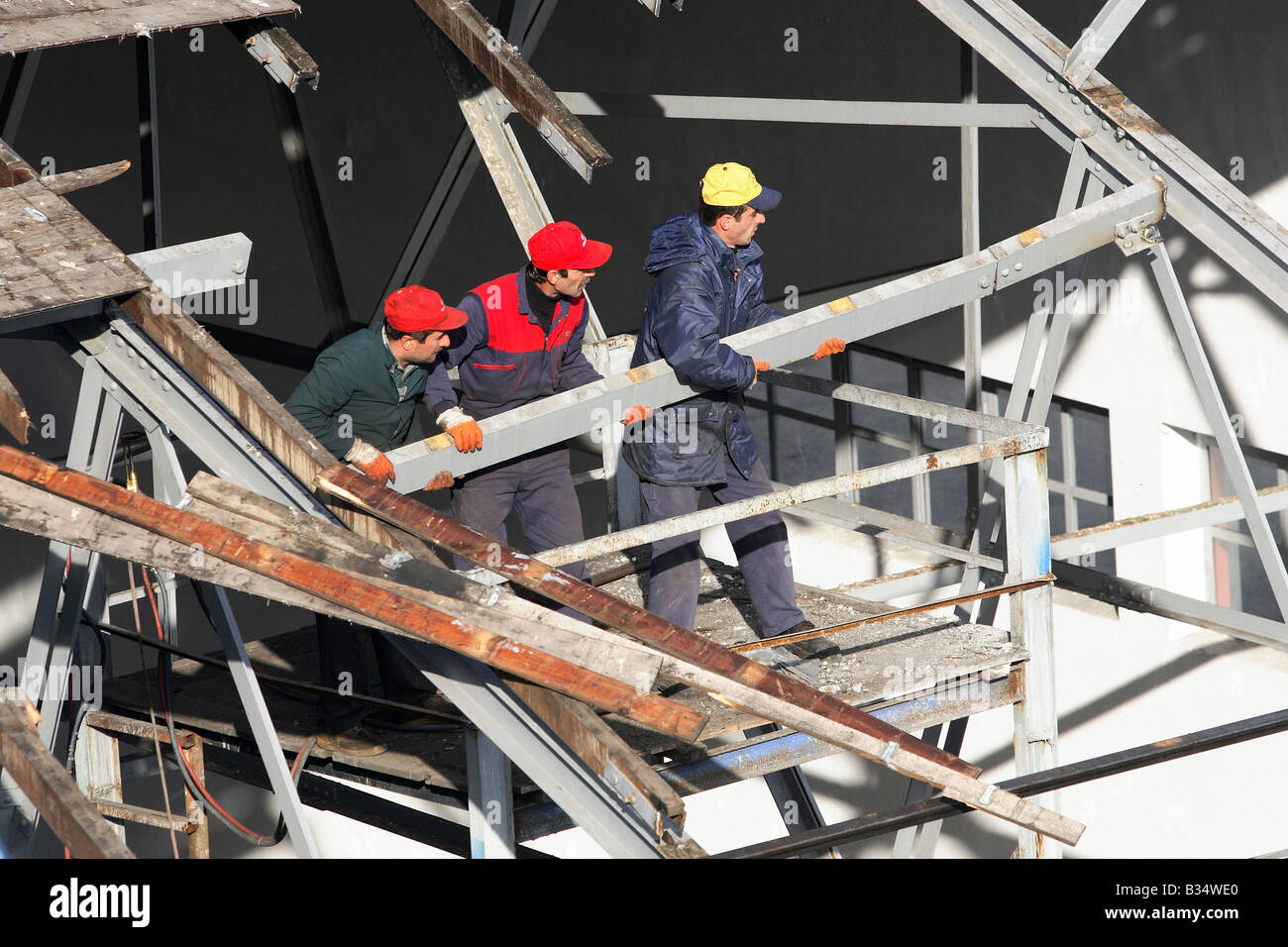 Construction workers on a scaffold, Trabzon, Turkey Stock Photo - Alamy