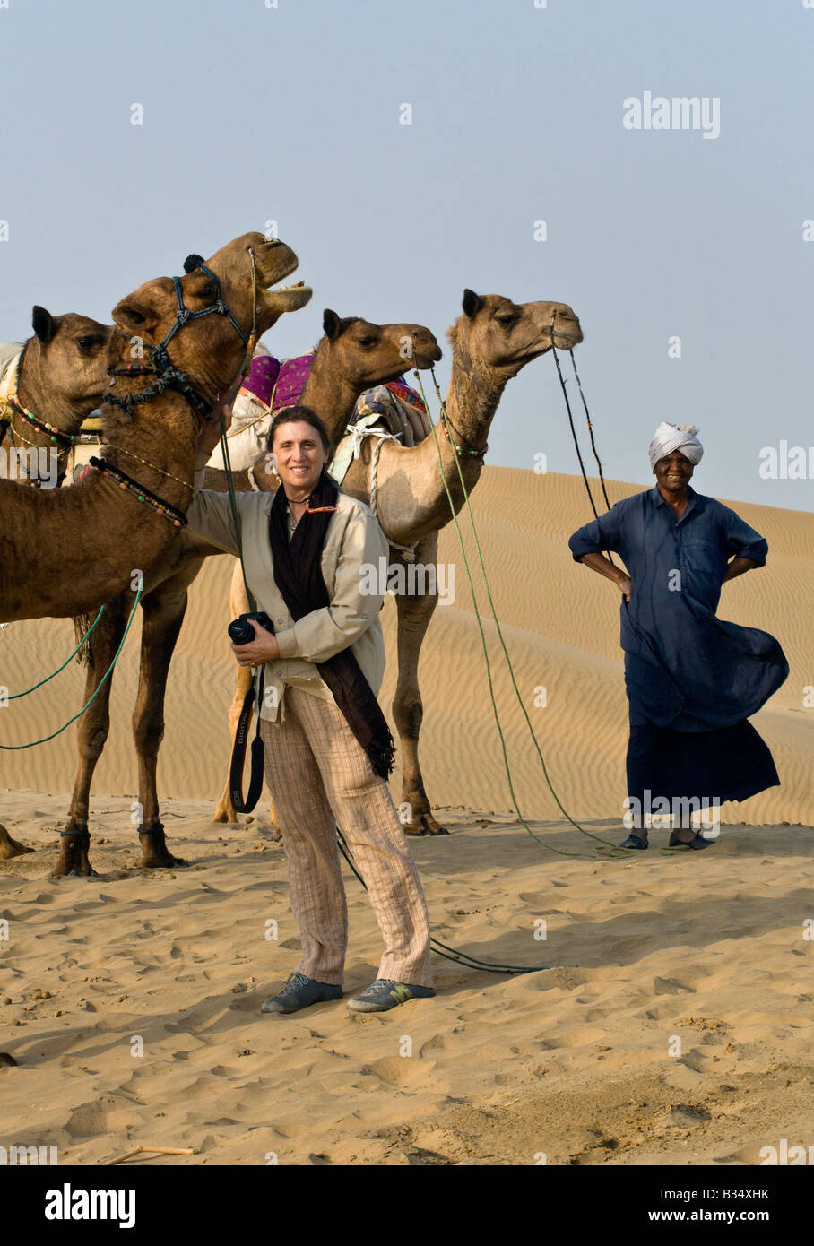 Christine Kolish with CAMELS in the THAR DESERT near JAISALMER ...