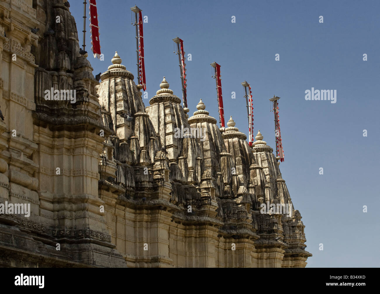 The CHAUMUKHA MANDIR JAIN TEMPLE at RANAKPUR is made of white marble ...