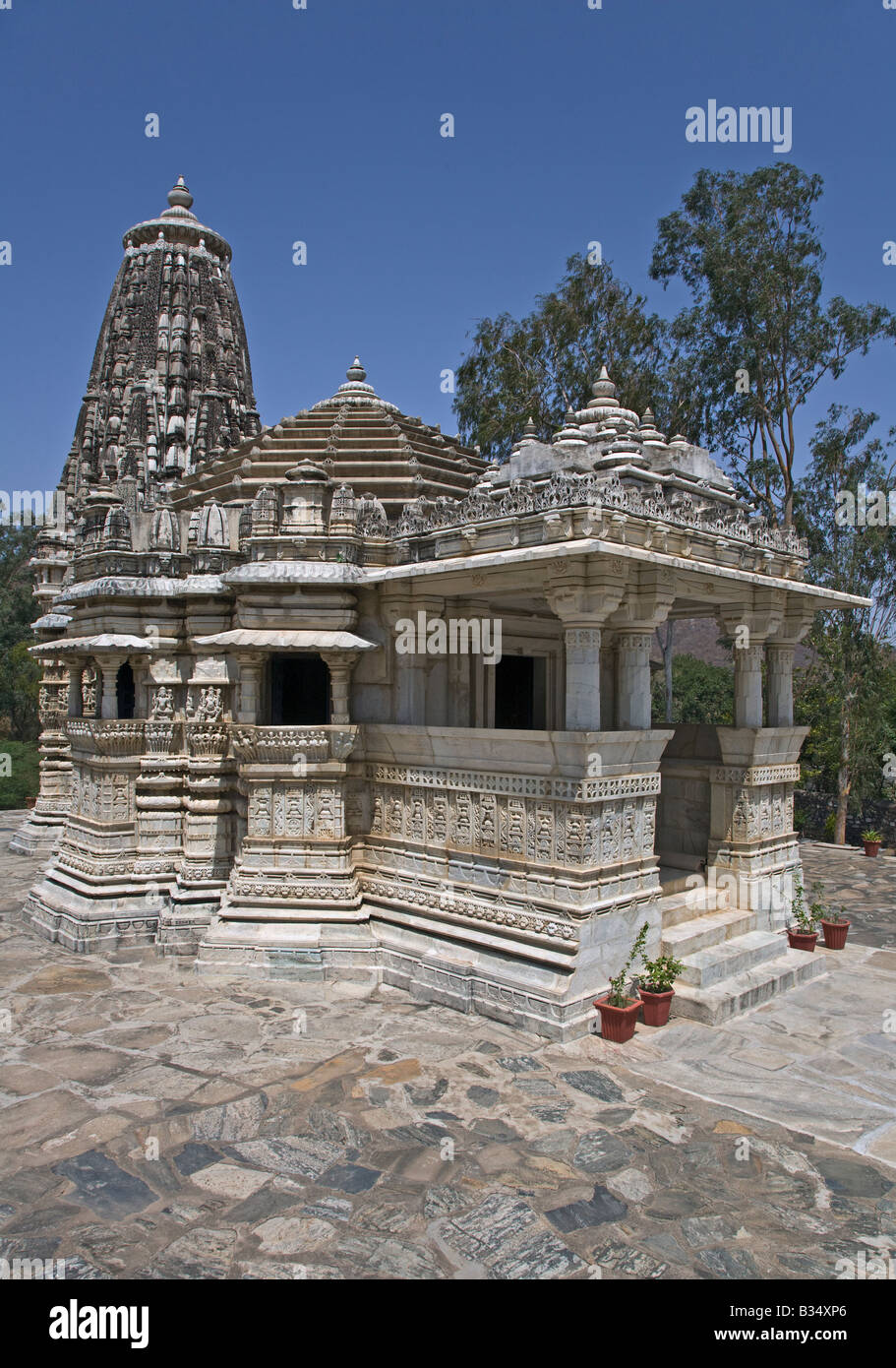The AMBA MATA JAIN TEMPLE at RANAKPUR is carved out of white marble in ...